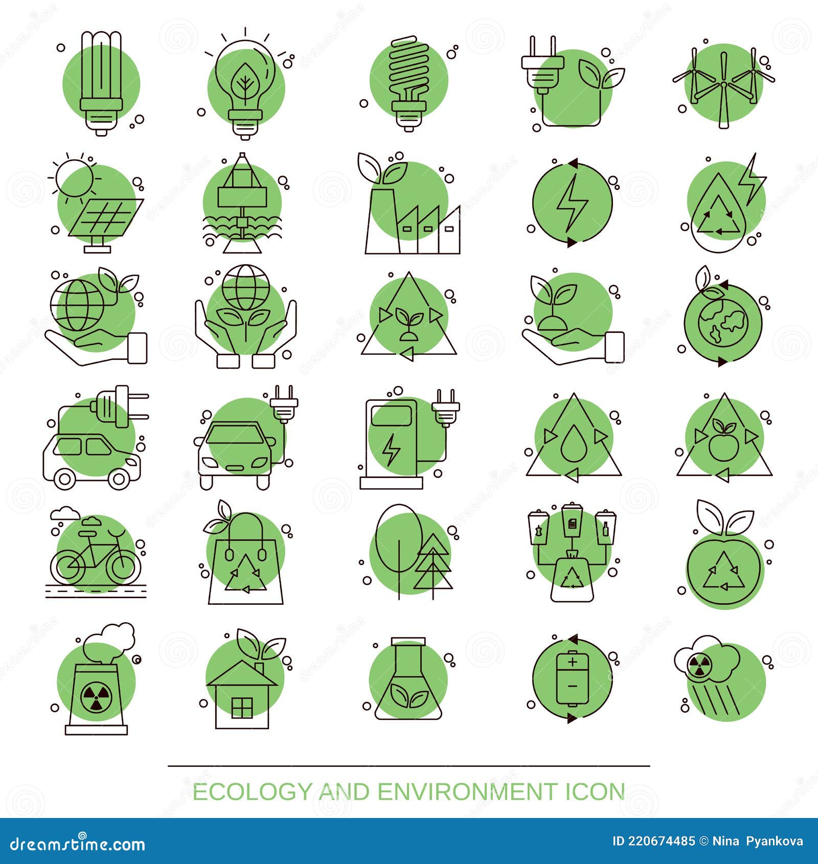 Ecological Icon Set. Vector Illustration Line Style Icon Stock Vector ...