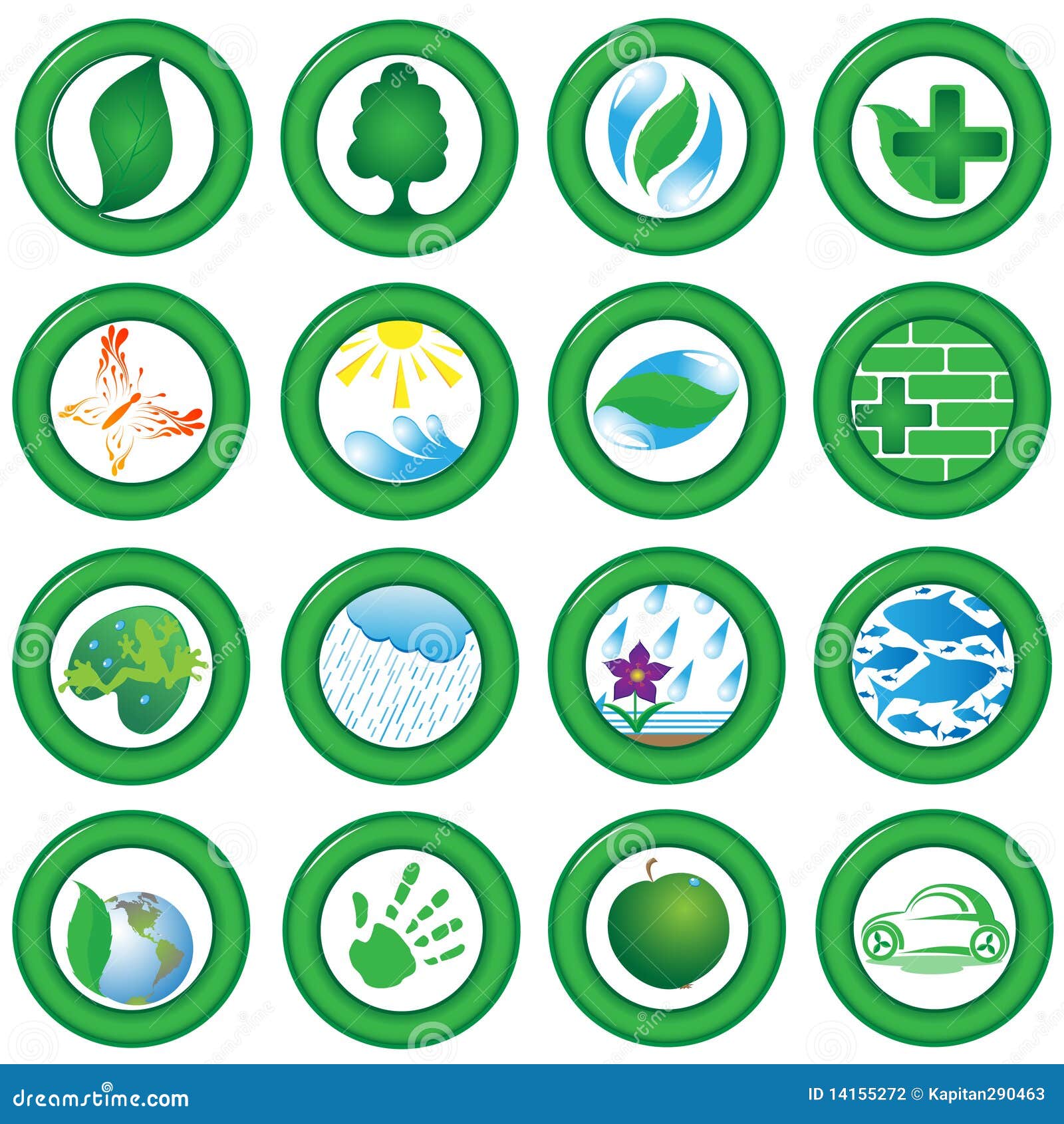 Ecological icons stock vector. Illustration of frog, leaf - 14155272