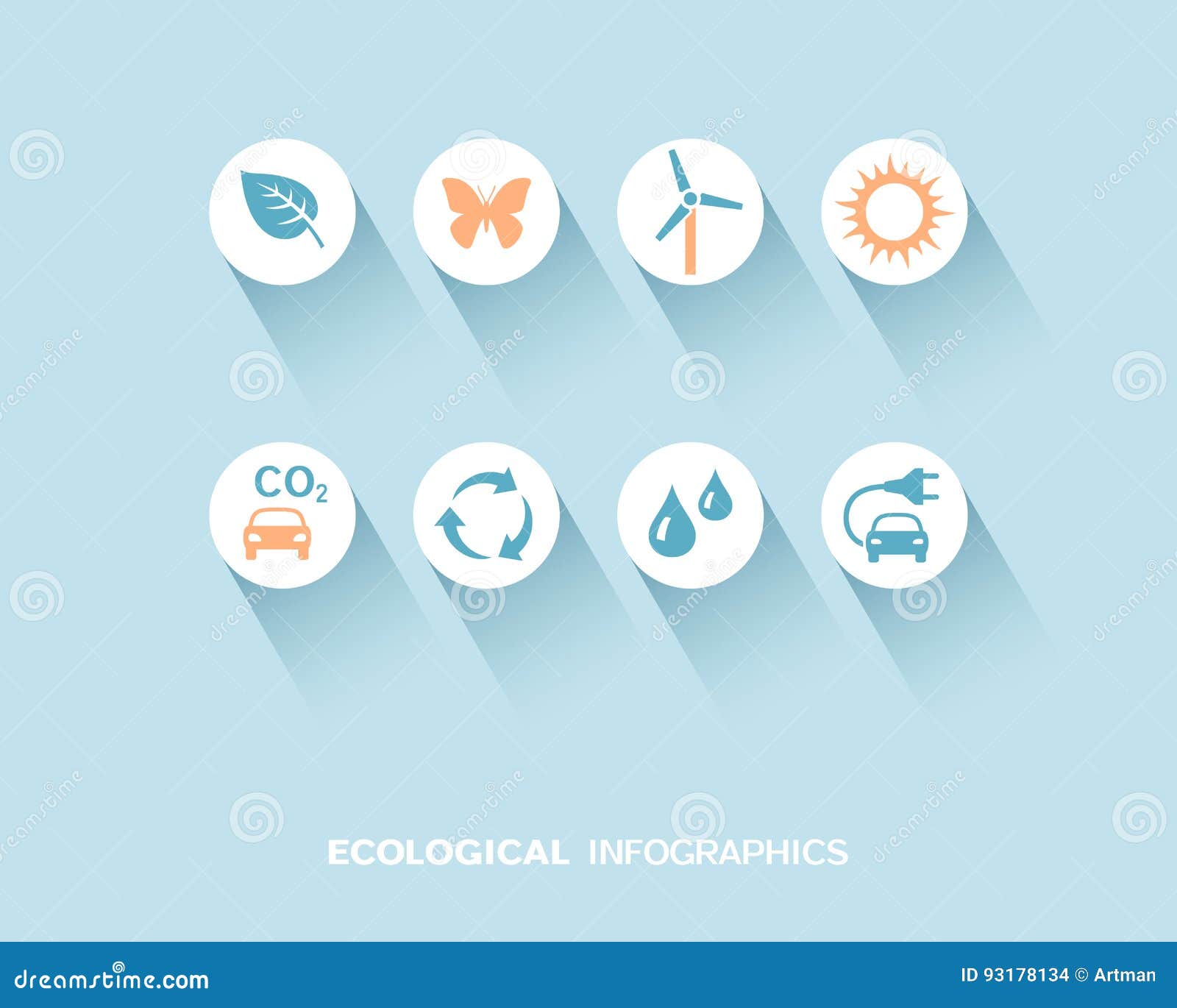 Ecological Infographic with Flat Icons Set Stock Vector - Illustration of droplets, energy: 93178134