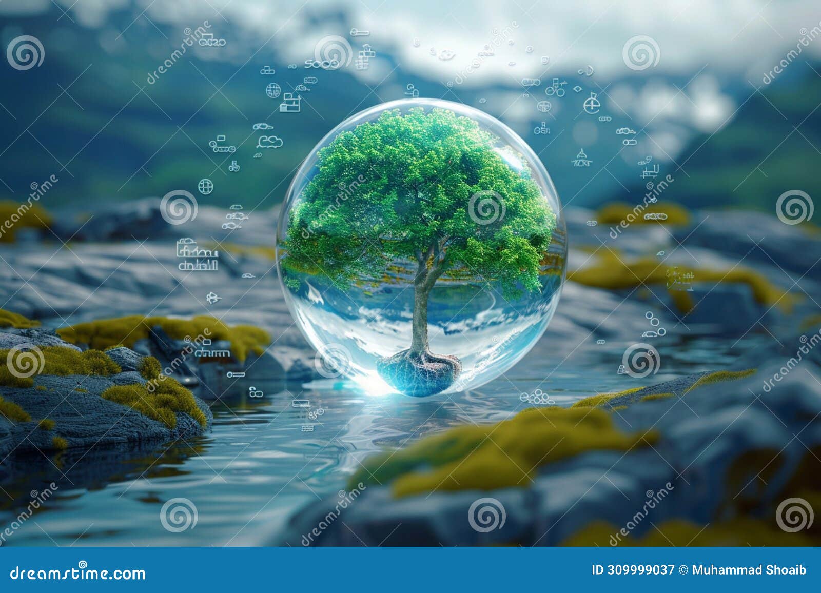 Ecological Message Tree within Crystal Ball, Connecting Nature and ...