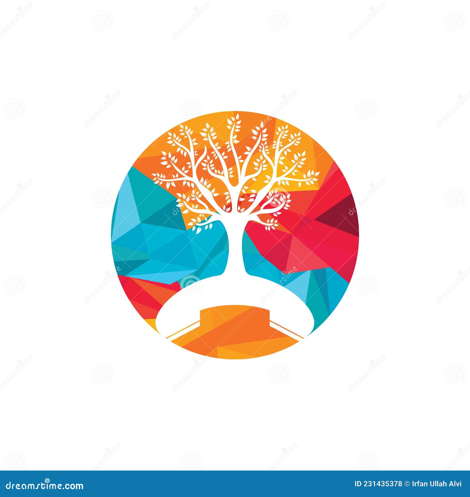 Nature Call Vector Logo Design. Handset Tree Icon Design Template ...