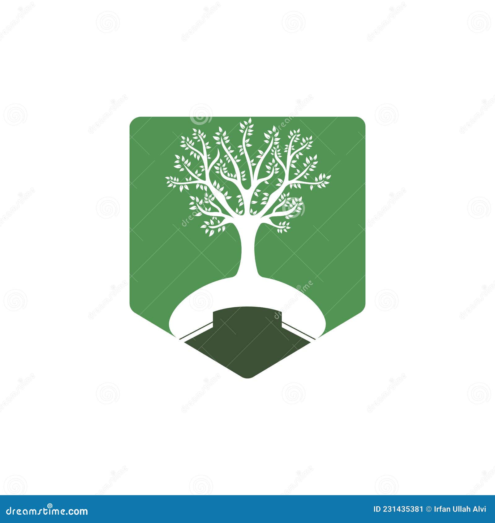 Nature Call Vector Logo Design. Handset Tree Icon Design Template ...