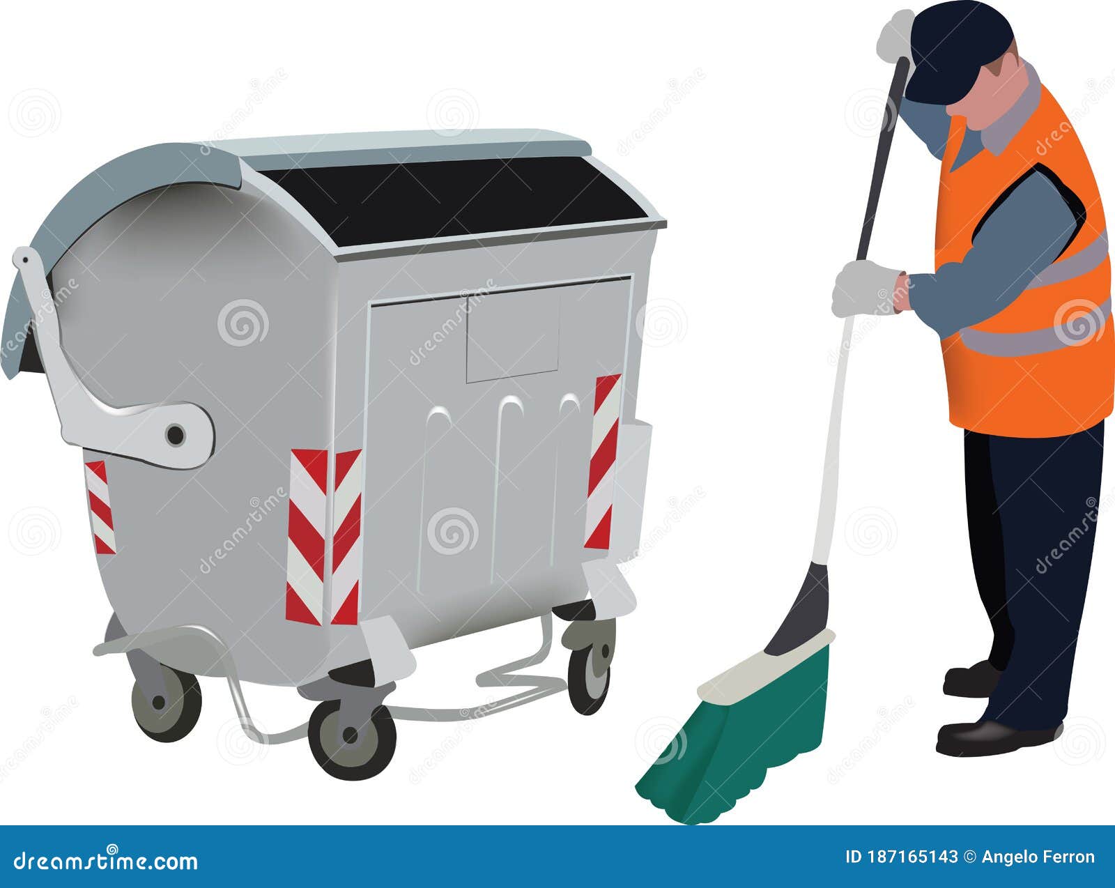 Ecological Operator Who Cleans with Dumpster Stock Vector ...