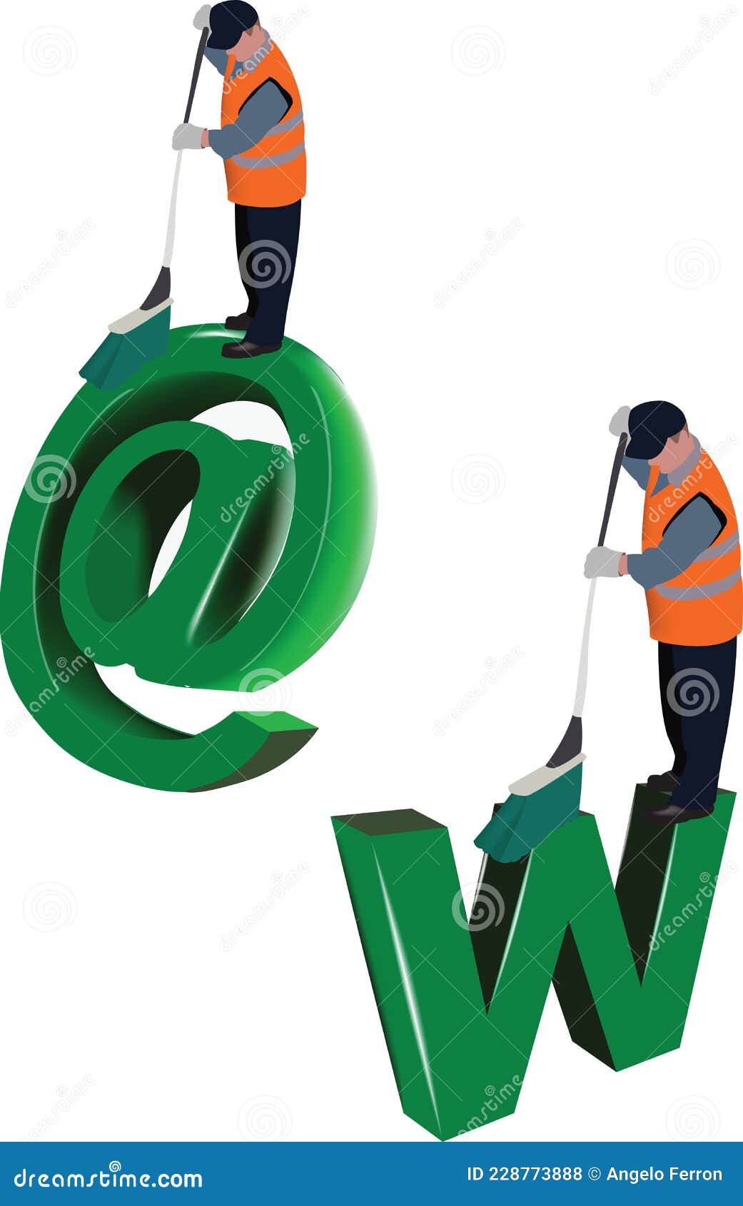 Person in Ecological Operator Uniform with Broom Stock Vector ...