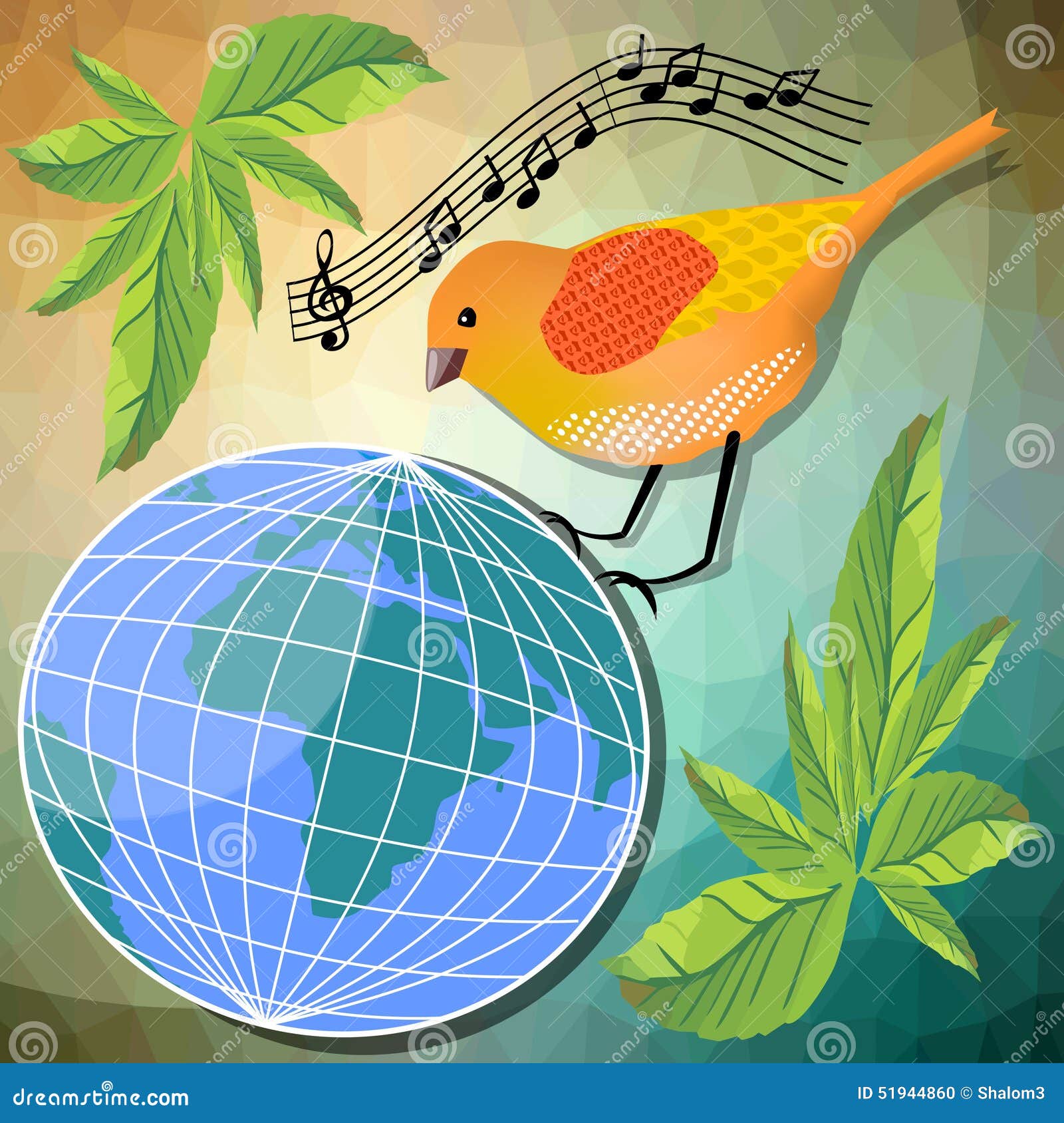 Ecological or Peace Vector Illustration with Little Bird Sitting Stock ...