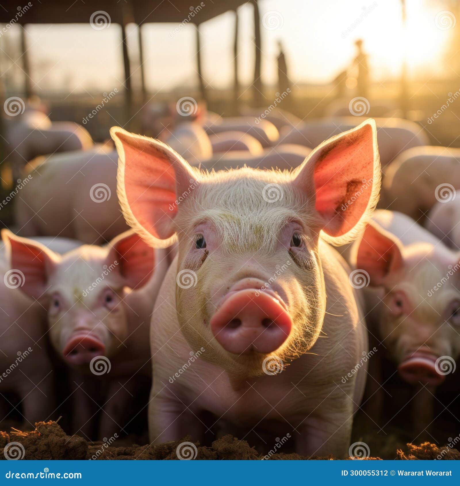 Ecological, Pigs at the Domestic Farm Stock Illustration - Illustration ...