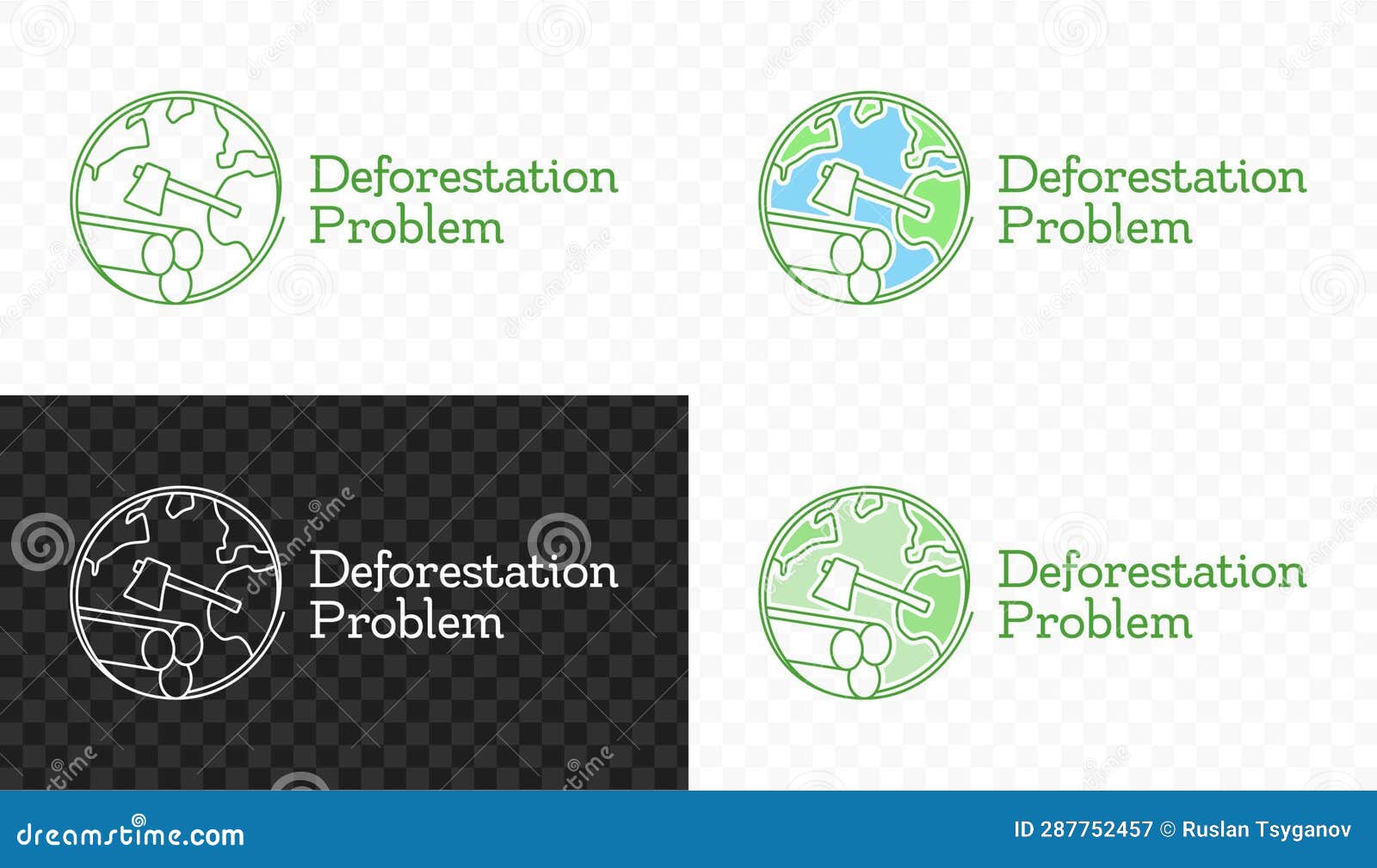 Ecological Problem of Cutting Down and Deforestation Vector Design. Log ...