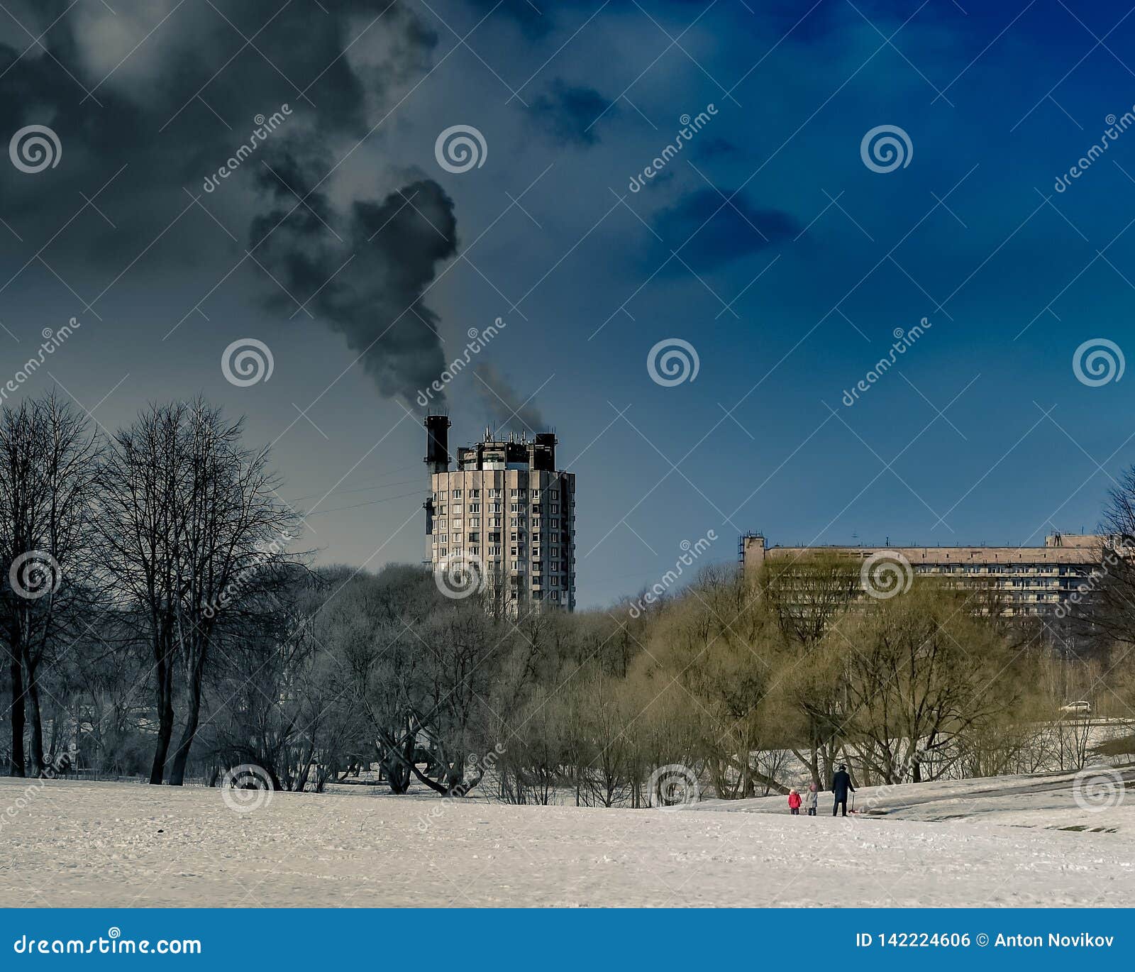 Ecological Problems and Air Pollution in Modern Cities Stock Photo ...
