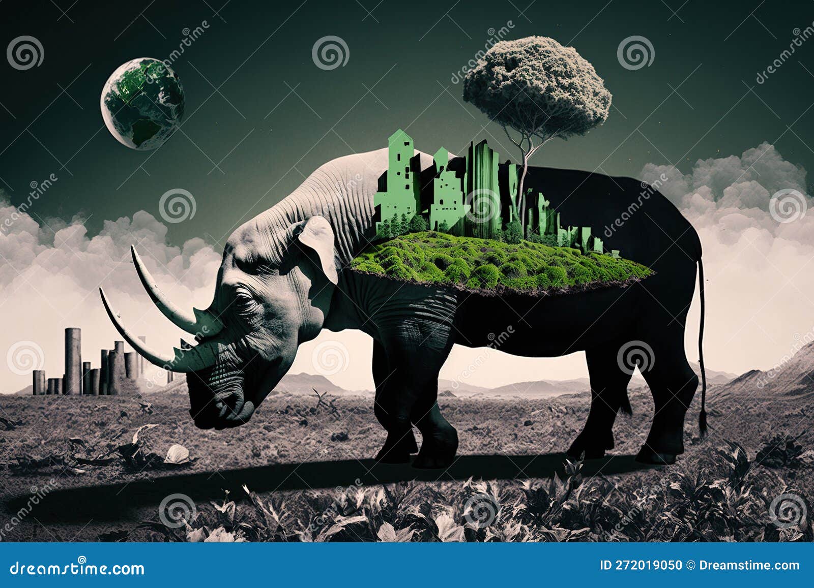 Ecological Problems High Contrast Surreal Collage, Created with ...