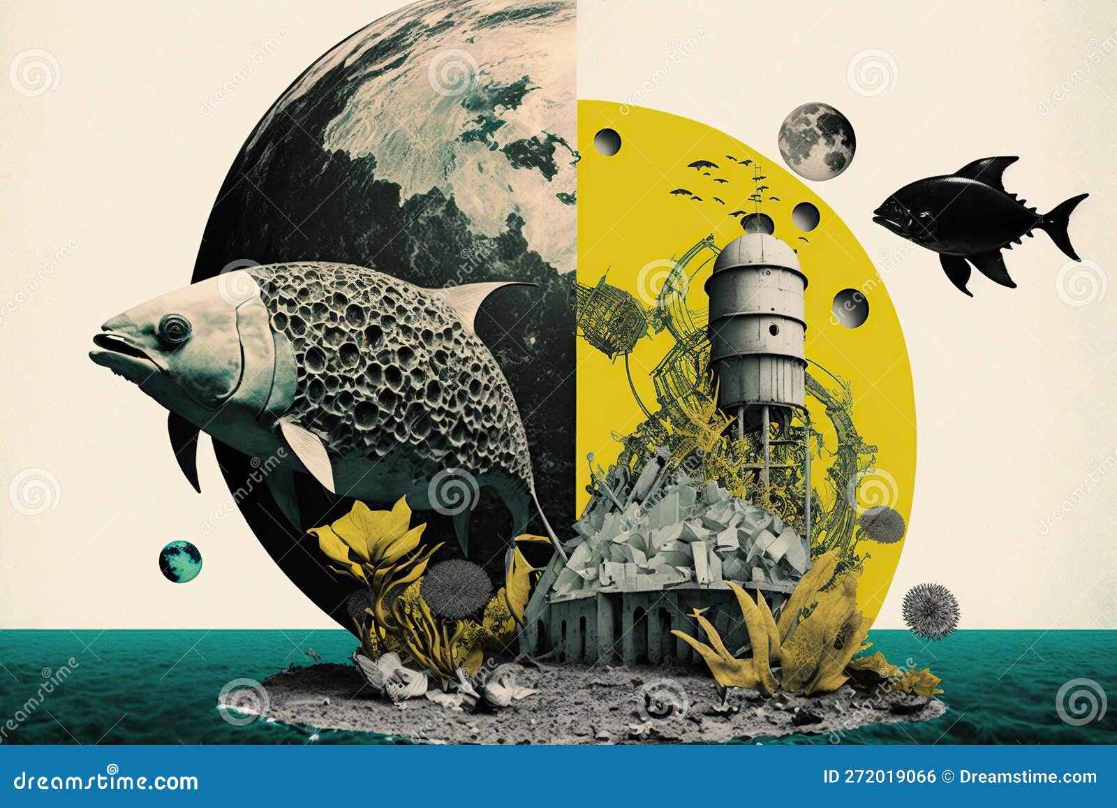 Ecological Problems High Contrast Surreal Collage, Created with ...
