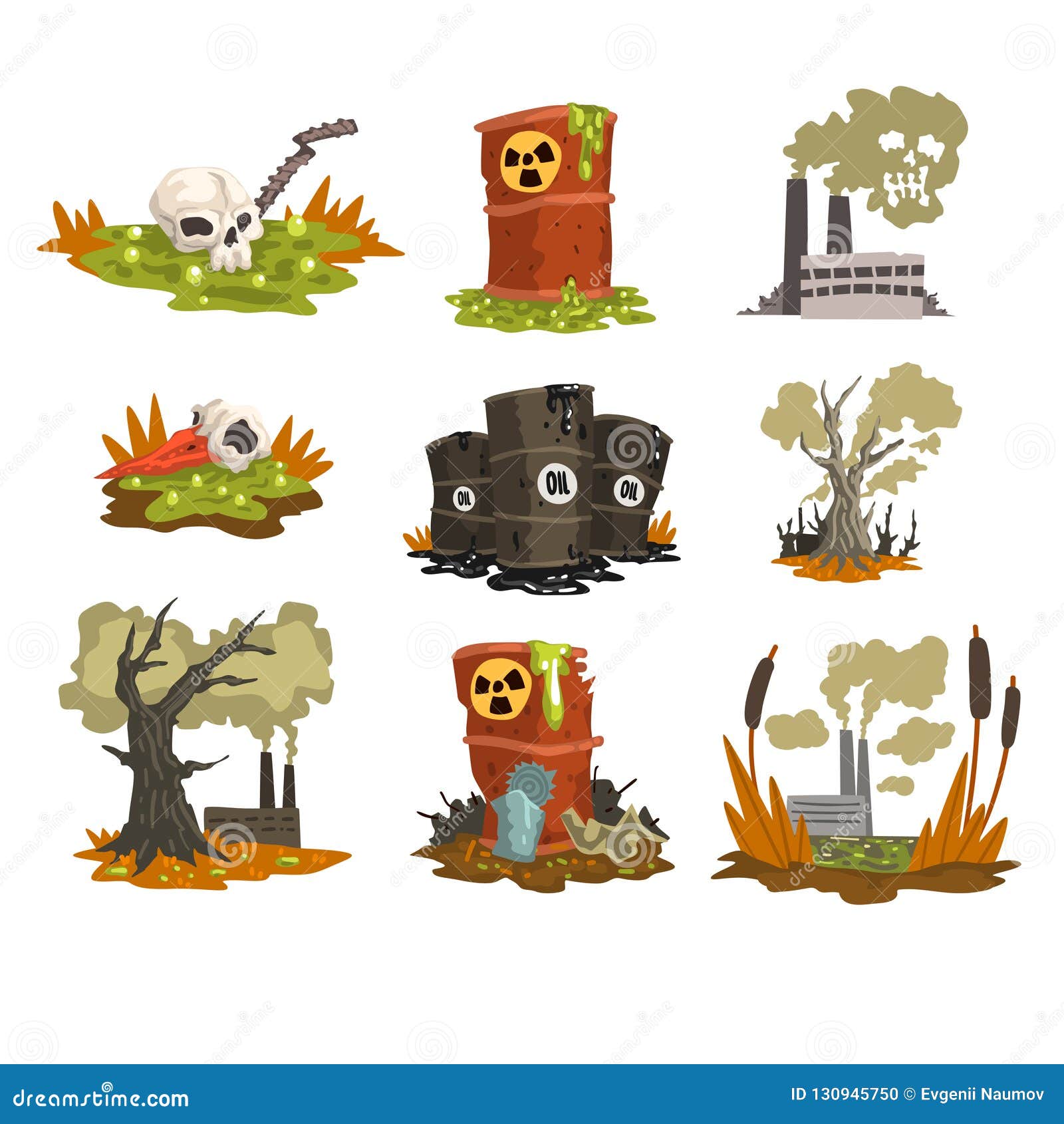 Ecological Problems Set, Pollution of Water, Earth, Air, Environmental ...