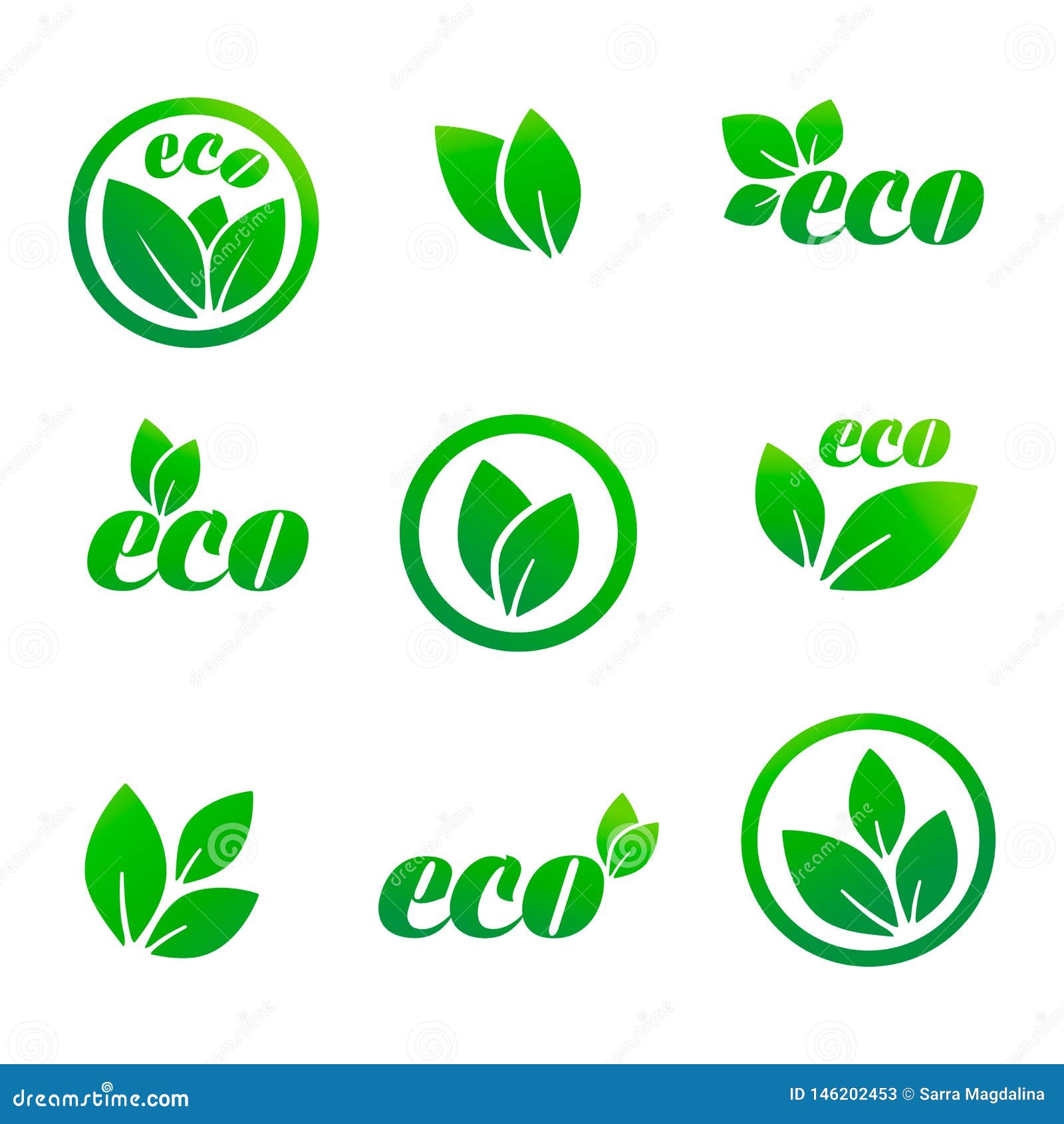 Ecological set of logos stock vector. Illustration of logo - 146202453