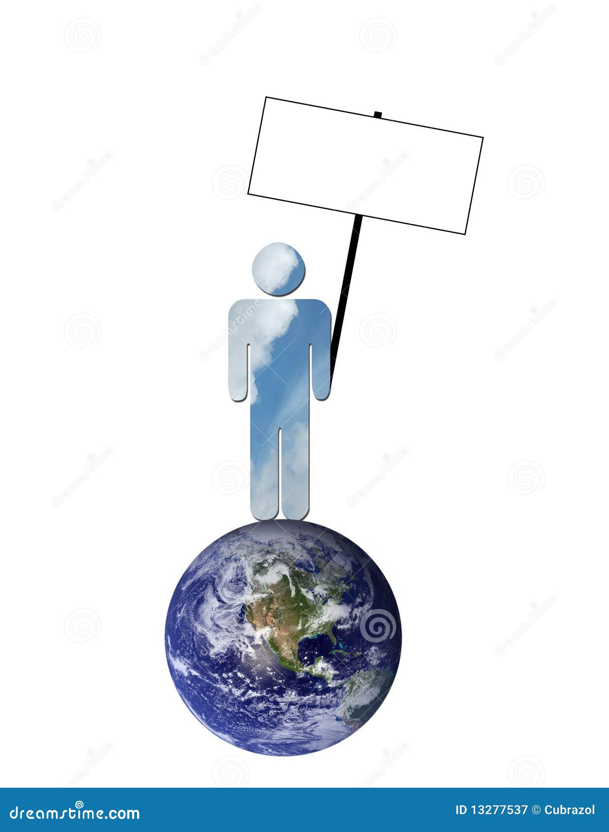 Ecological Sky Man Holding Blank Picket Sign Royalty-Free Stock ...
