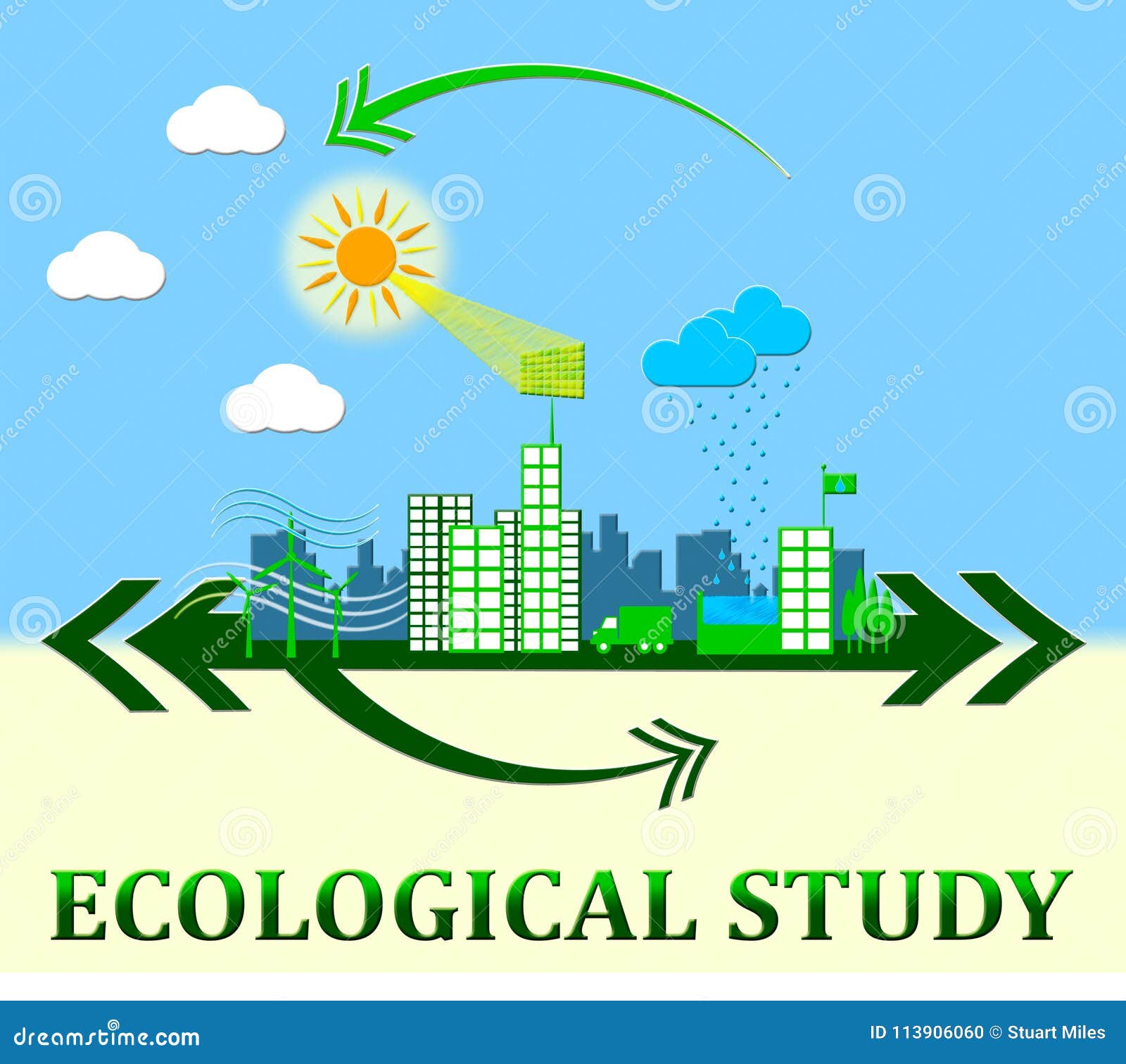 Ecological Study Showing Eco Learning 3d Illustration Stock ...