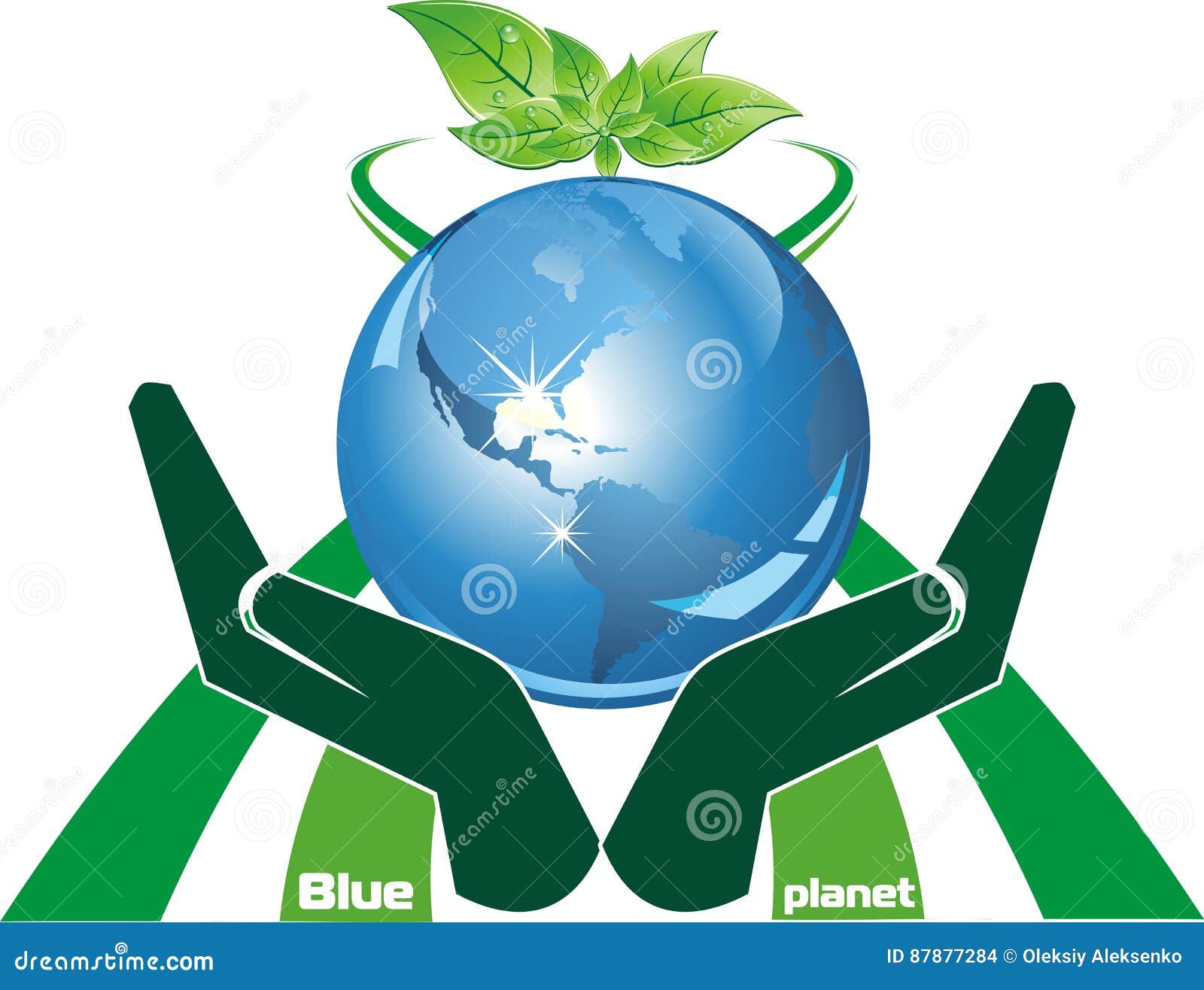 Ecological Symbol - a Blue Planet in the Palms. Stock Vector ...