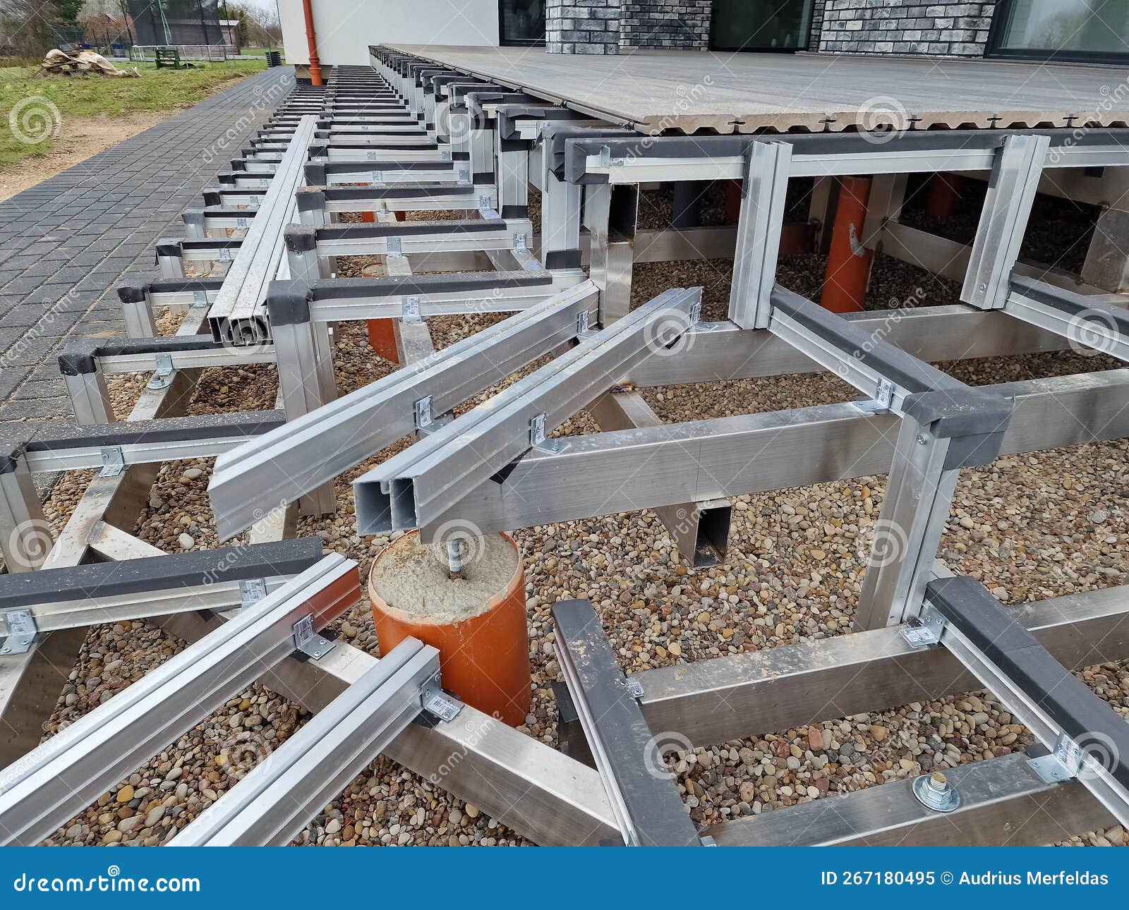 WPC Terrace during Construction and Installation Stock Image - Image of ...