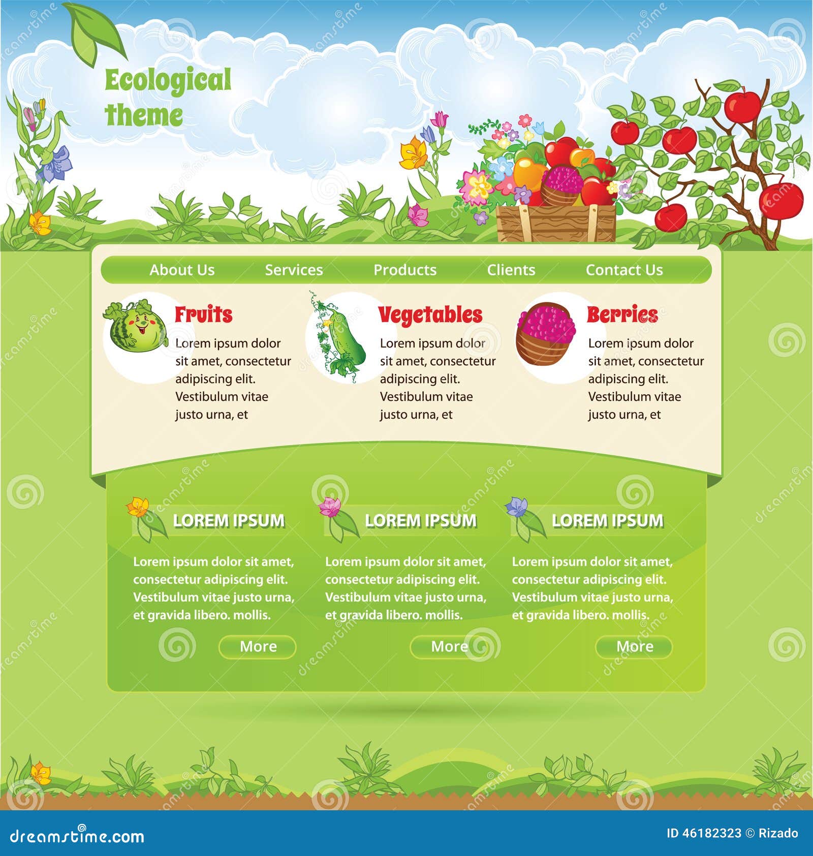 Ecological Theme for Web Site Stock Vector - Illustration of grass ...