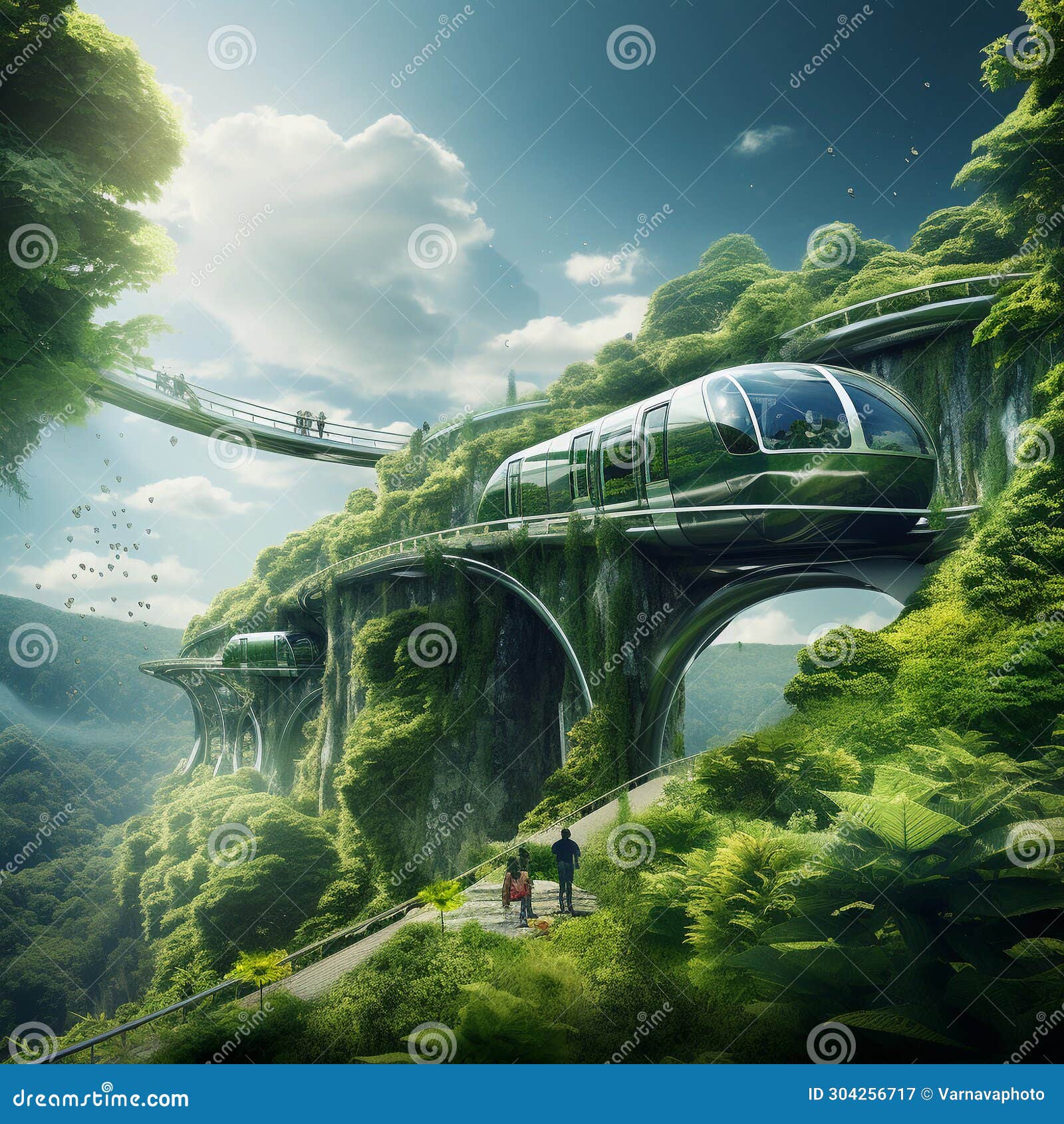 Ecological Train among Green Nature, Concept of Ecology Stock ...