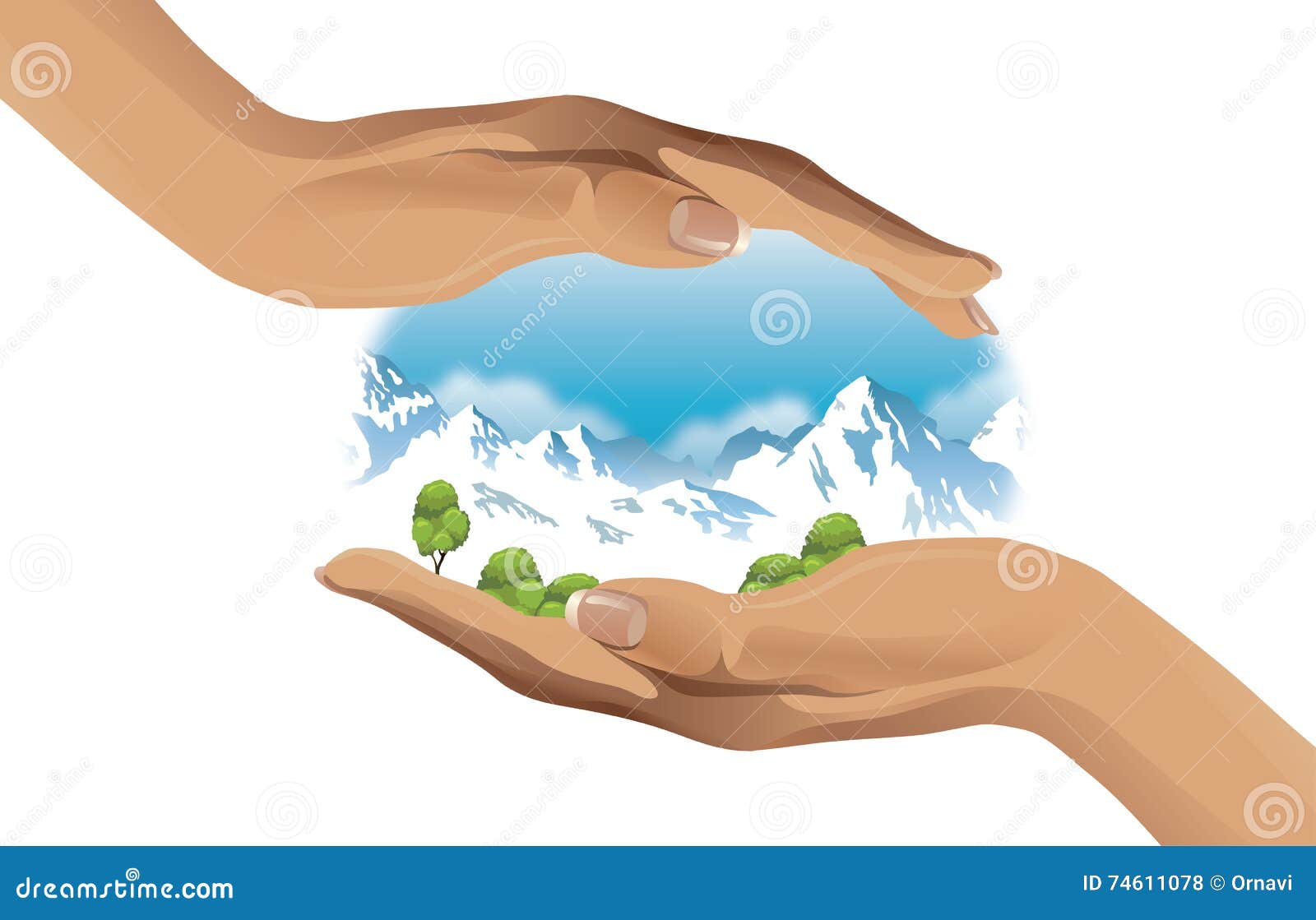 Ecological Vector Illustration of Two Hands Protecting the Environment ...