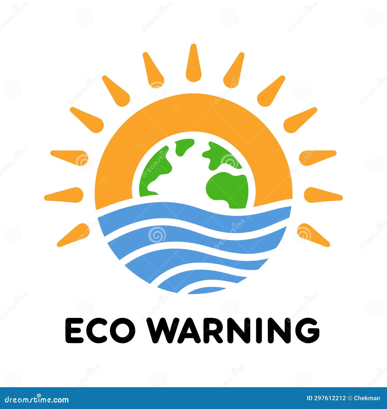 Ecological Warning Logo with Earth, Sun and Water. Globe Icon. Vector ...