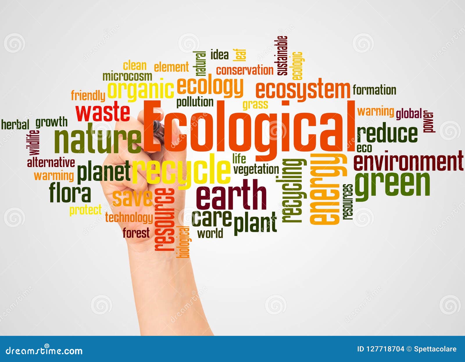 Ecological Word Or Text With Green Leaf. Handwritten Lettering Cartoon ...