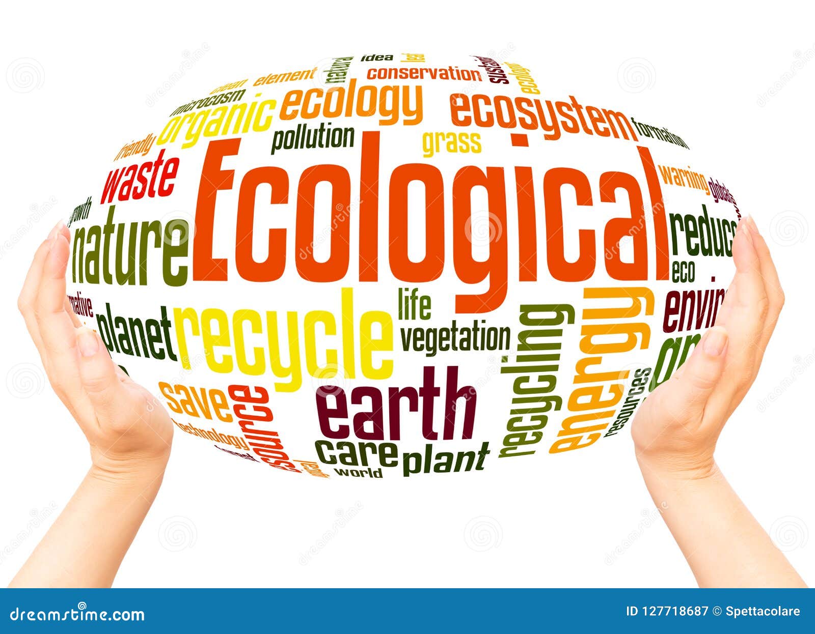 Ecological Word Or Text With Green Leaf. Handwritten Lettering Cartoon ...