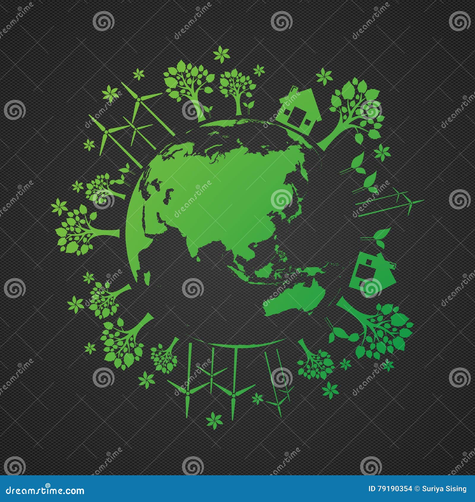 Ecologisch En Bewaar De Groene Wereld Vector Illustratie - Illustration ...