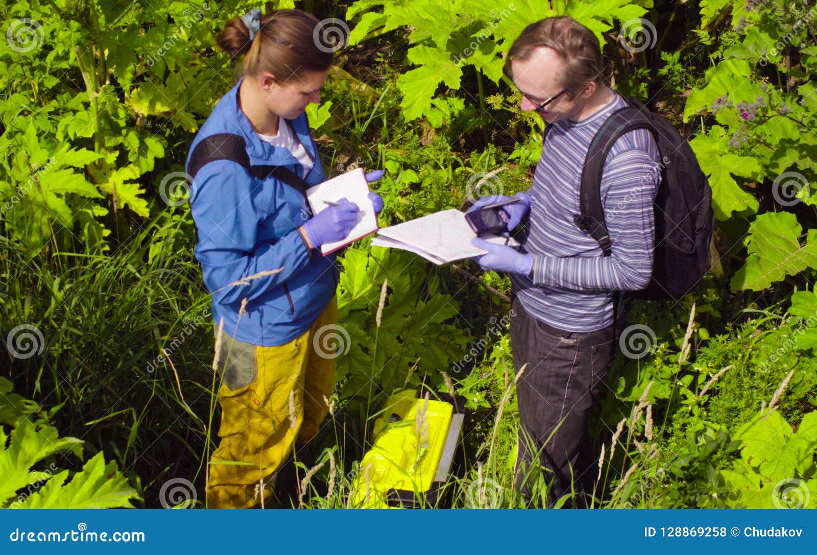 The Ecologist Checking with the GPS Navigator Stock Photo - Image of ...