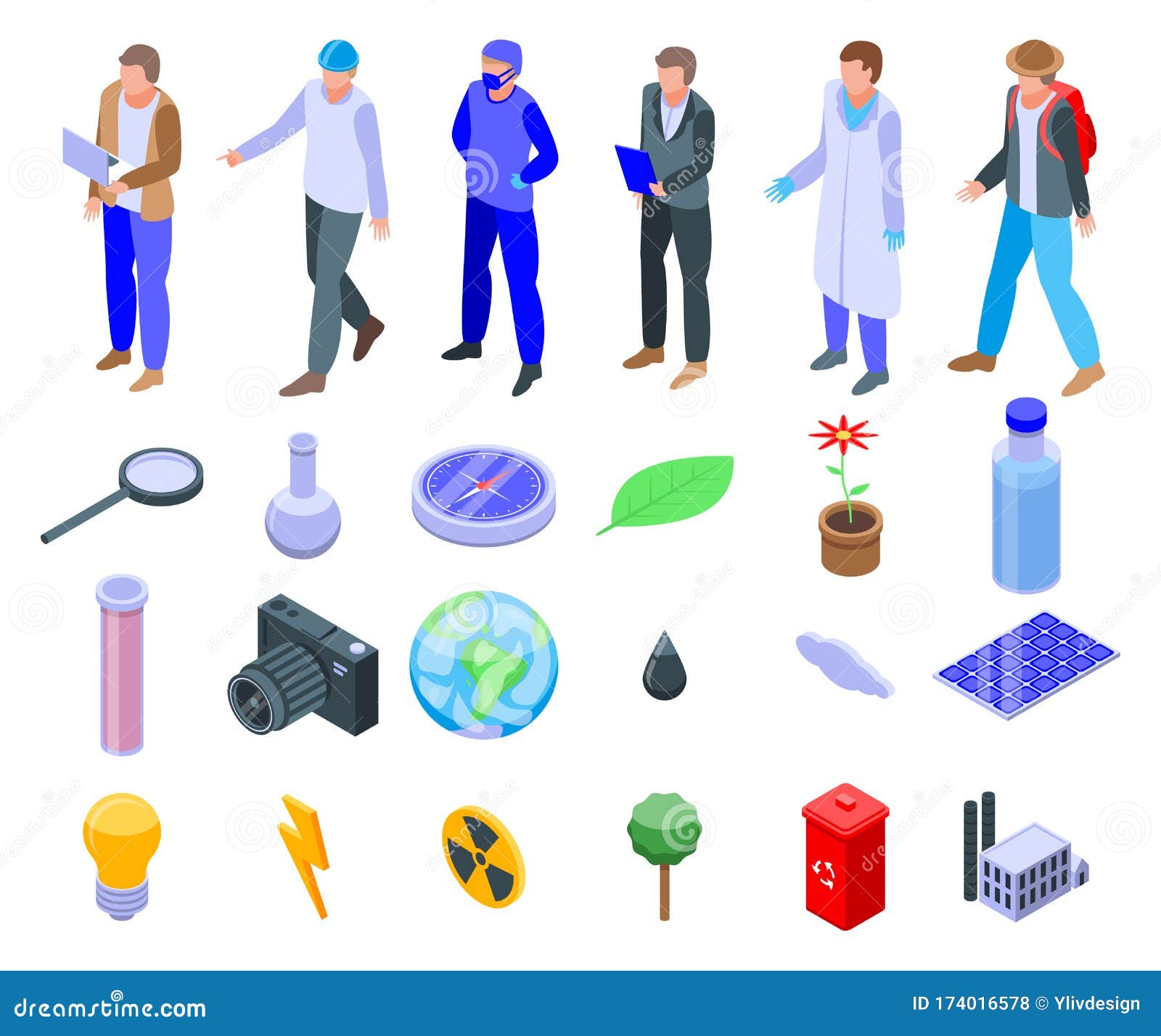 Ecologist Icons Set, Isometric Style Stock Vector - Illustration of ...