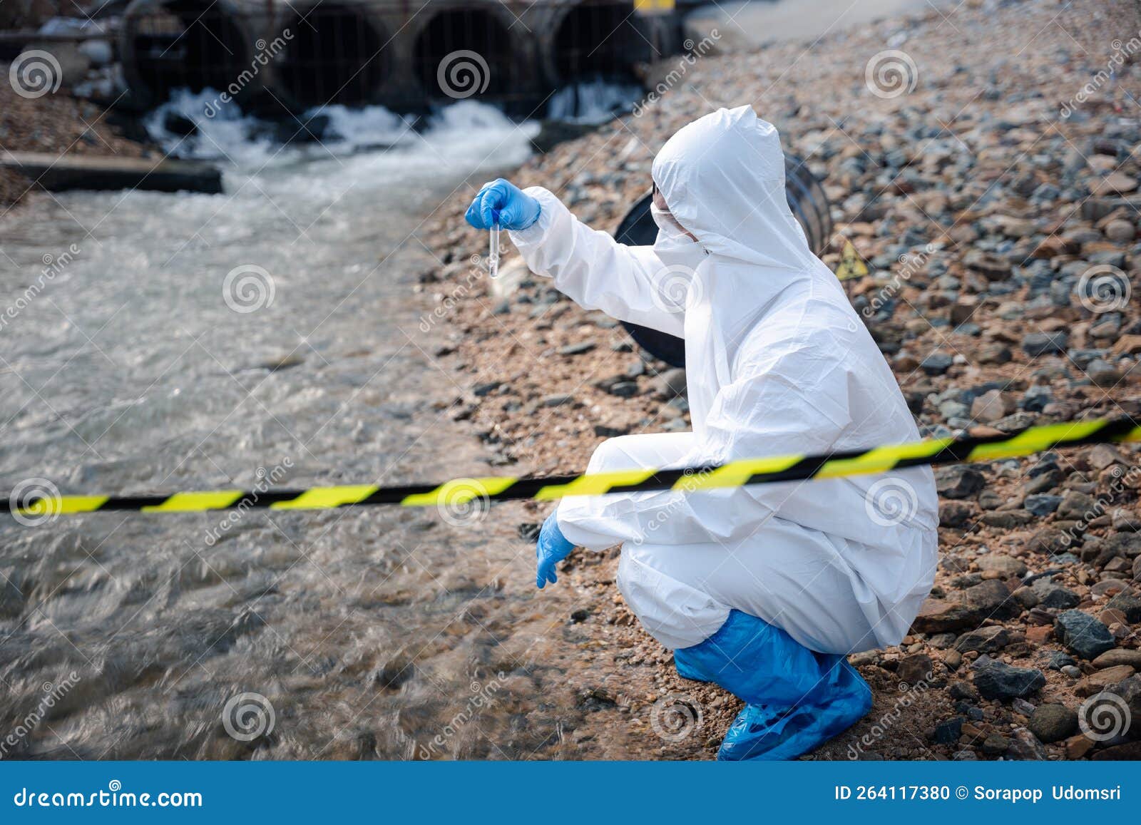 Ecologist Sampling Water from the River with Test Tube Stock Photo ...
