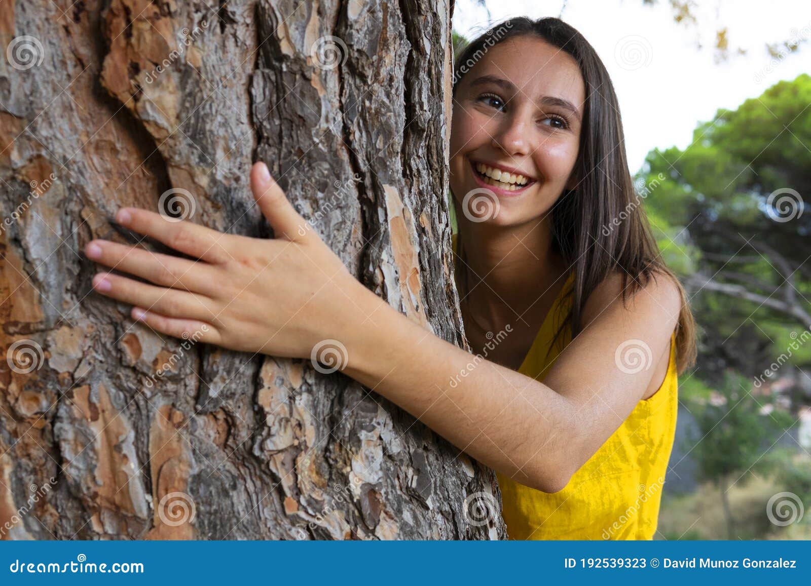 Ecologist Woman Hugging a Tree. Stock Image - Image of hugging, love ...