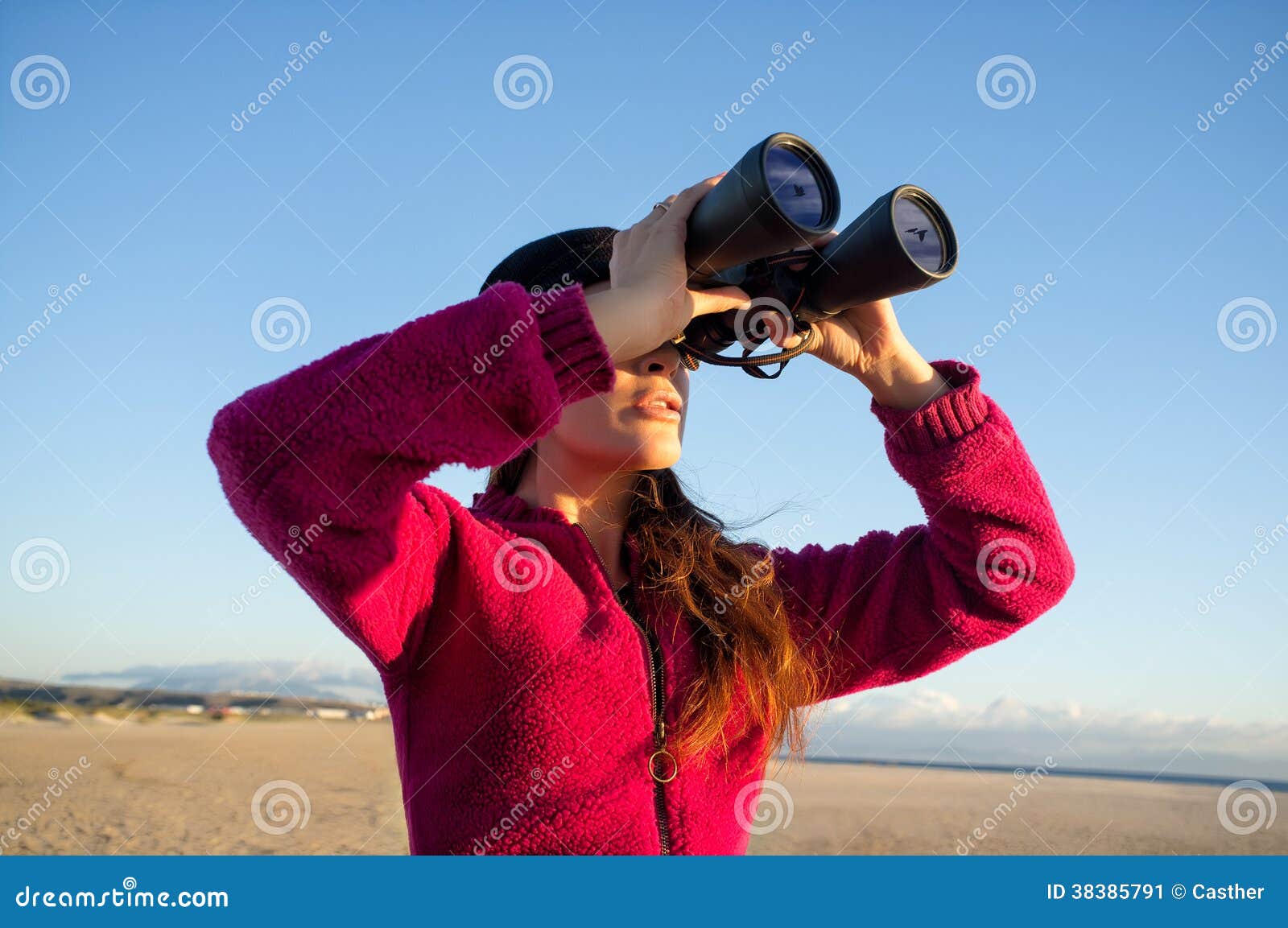 Ecologist Woman Watching the Environment with Binoculars Stock Image ...
