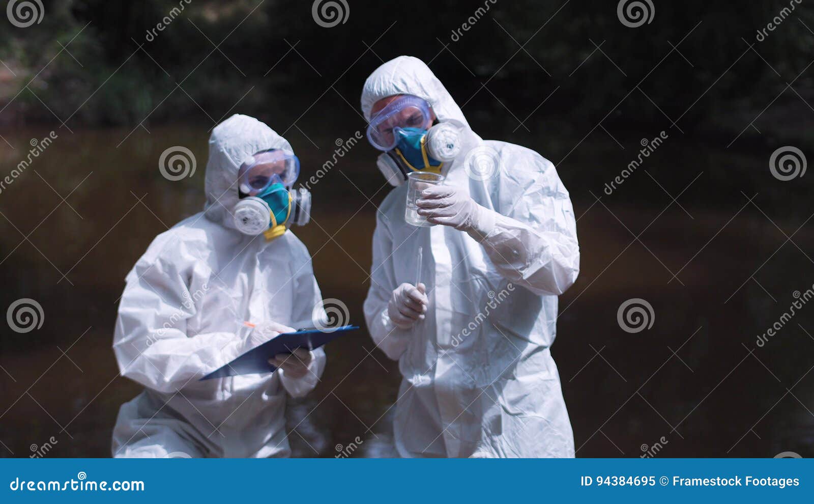Ecologists in Protective Suits Doing Experiment Stock Image - Image of ...