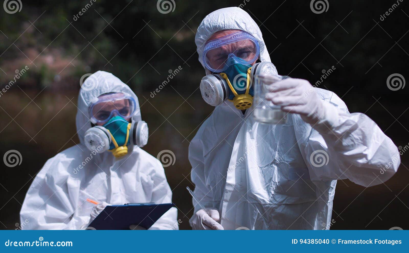 Ecologists in Protective Suits Doing Experiment Stock Photo - Image of ...