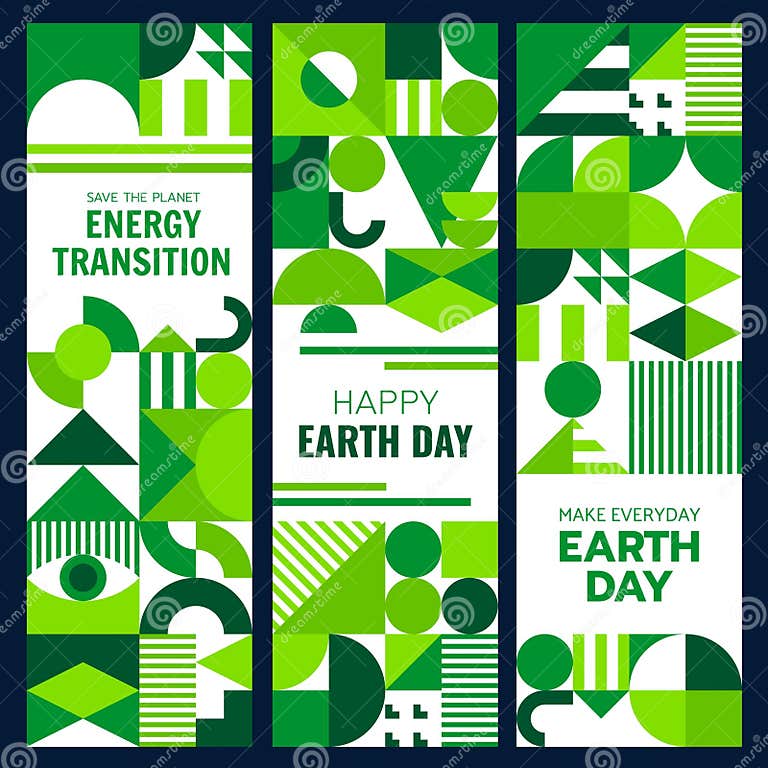 Ecology Banners with Eco Green Geometric Pattern Stock Illustration ...