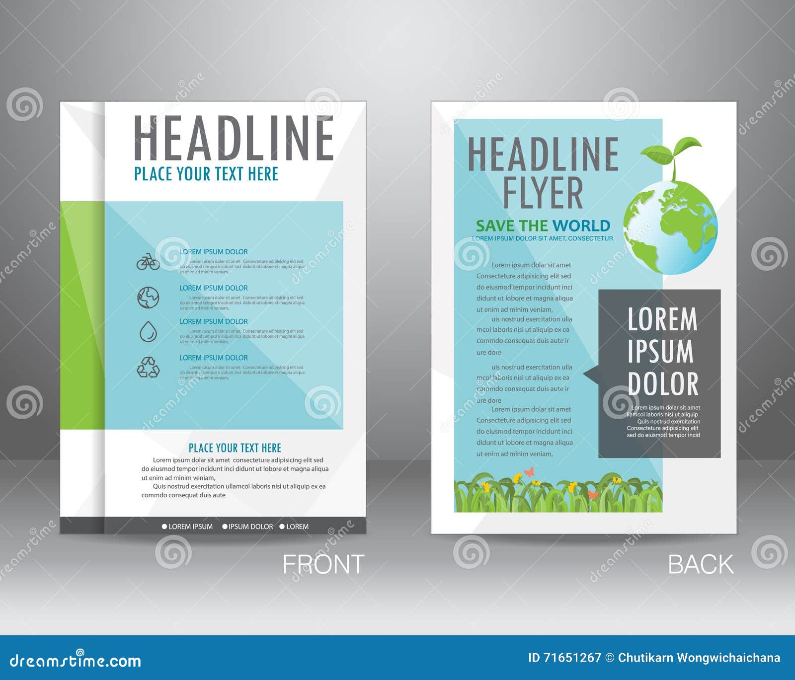 Ecology Brochure Design Template, Vector Stock Vector - Illustration of ...