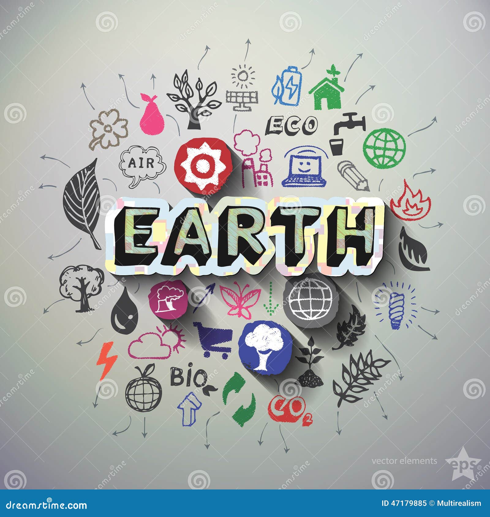 Ecology Collage With Icons Background Stock Vector - Illustration of ...