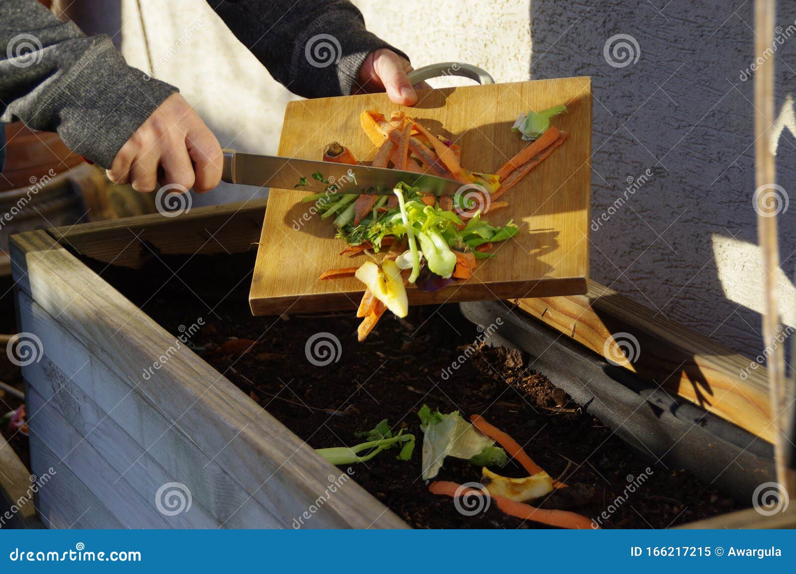 Kitchen Waste Recycling in Composter Stock Image - Image of composter ...