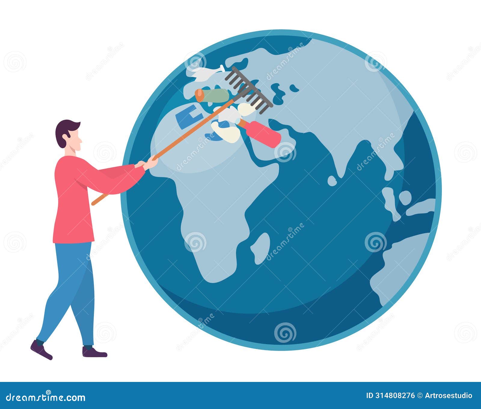 Ecology Concept of Clean Earth Environment, Flat Design Vector ...