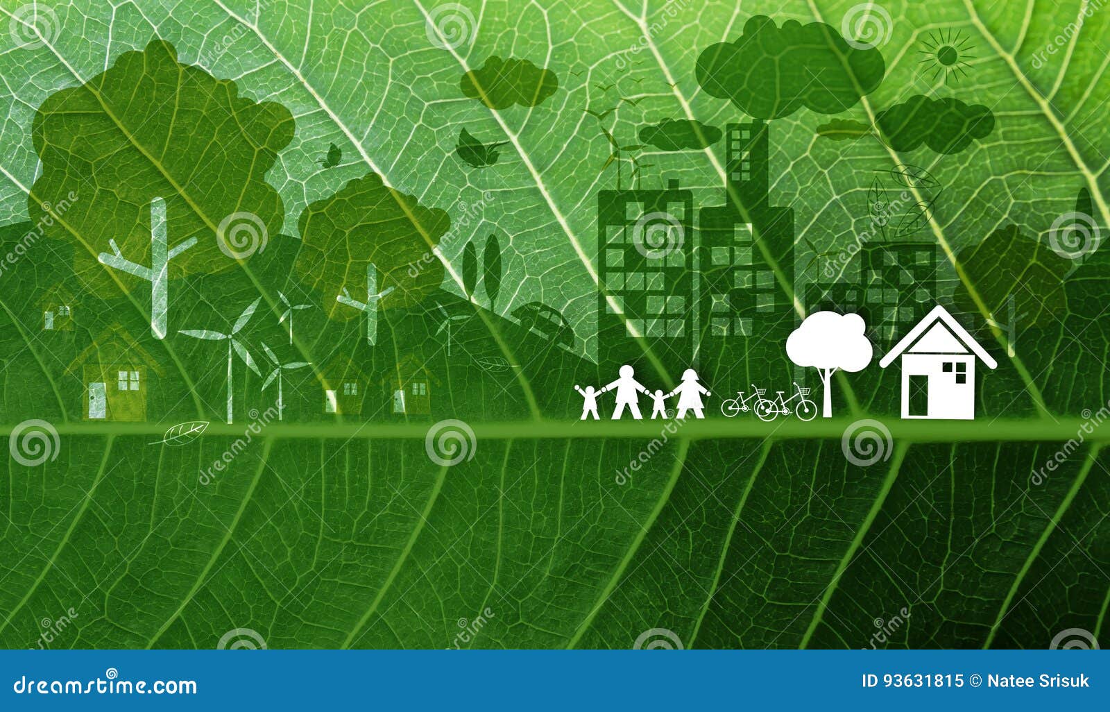 Ecology Concept Design on Fresh Green Leaf Background Stock Image ...