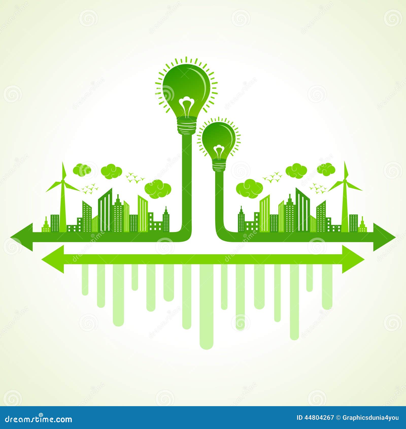 Ecology Concept with Eco Bulb Stock Vector - Illustration of ...
