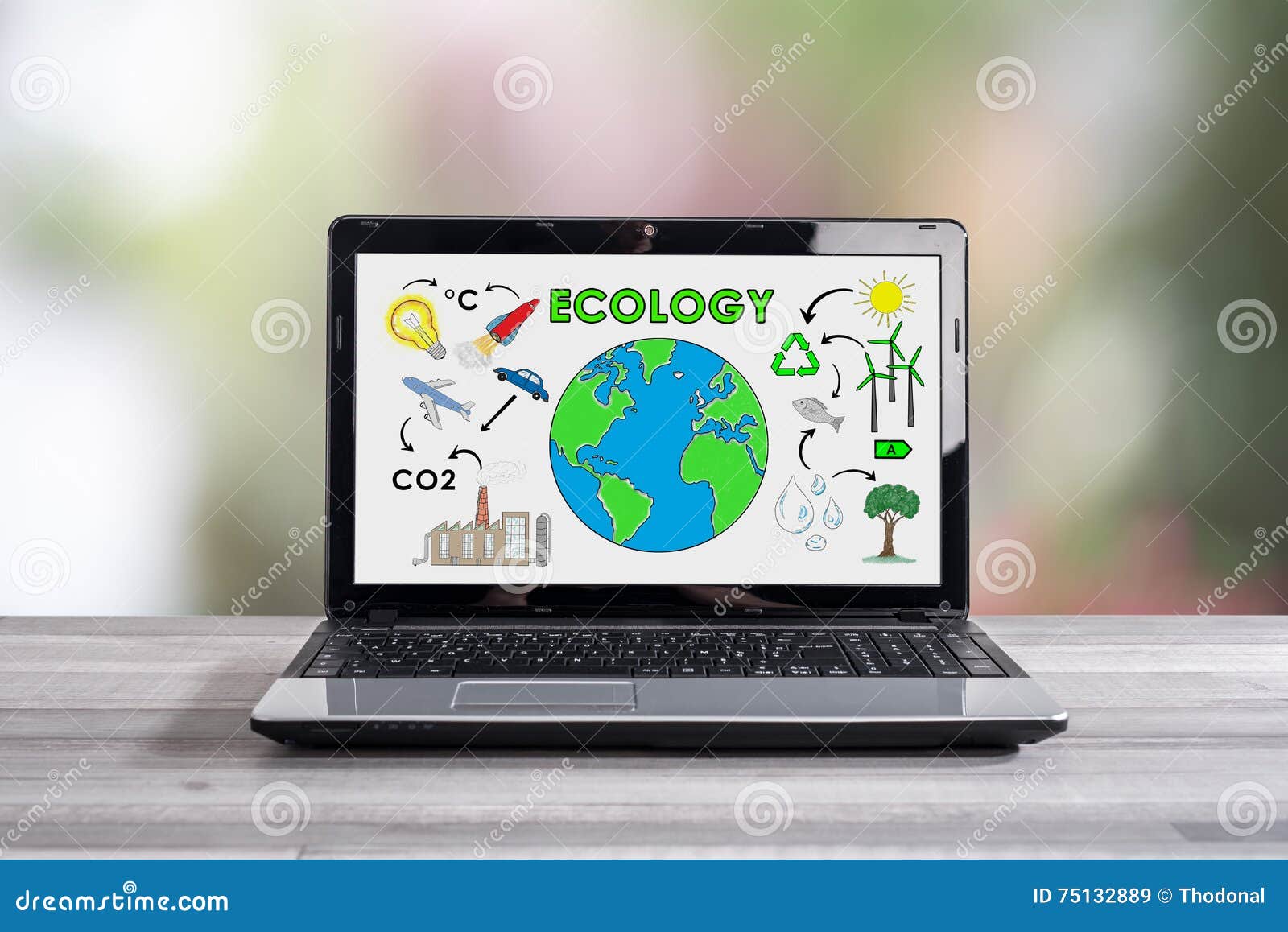 Ecology Concept on a Laptop Screen Stock Image - Image of recycle ...