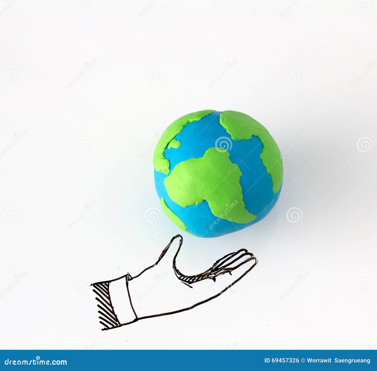Ecology Concept With Modelling Clay Of Earth Globe On Drawing Of Hand ...