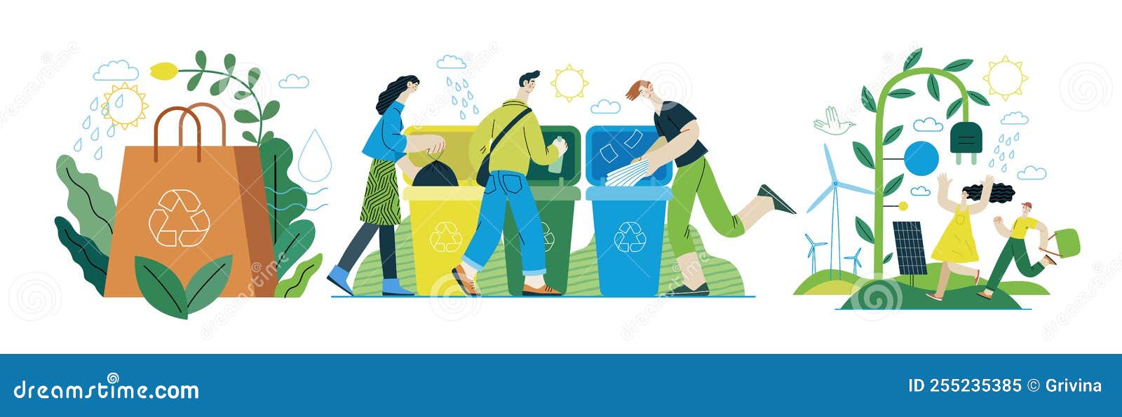 Ecology - Creative Landing Web Page Illustrations Set Stock Vector ...