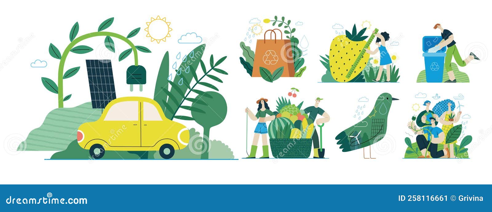 Ecology - Creative Landing Web Page Illustrations Set Stock Vector ...