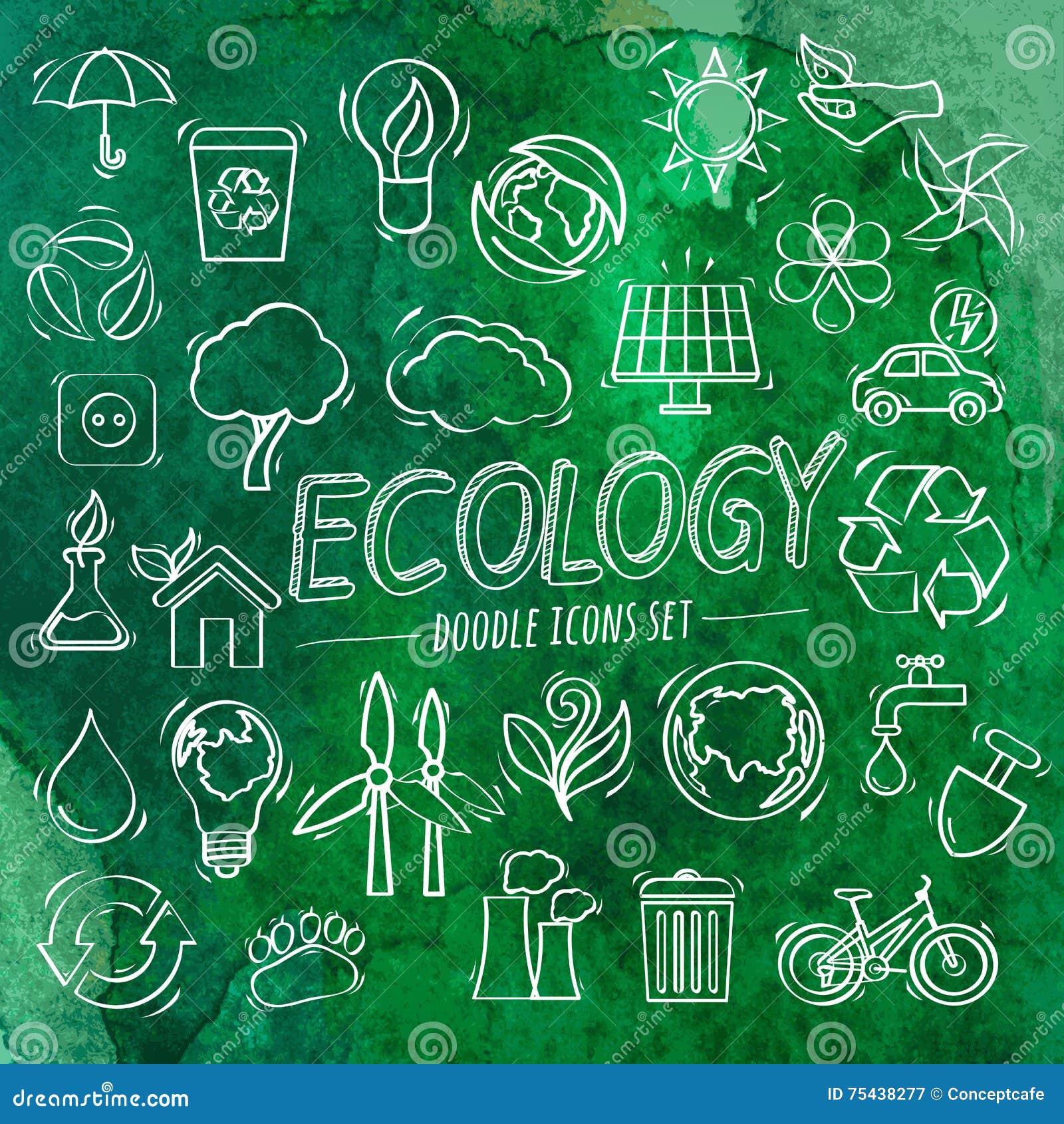 Ecology Doodle Icons stock vector. Illustration of ecological - 75438277