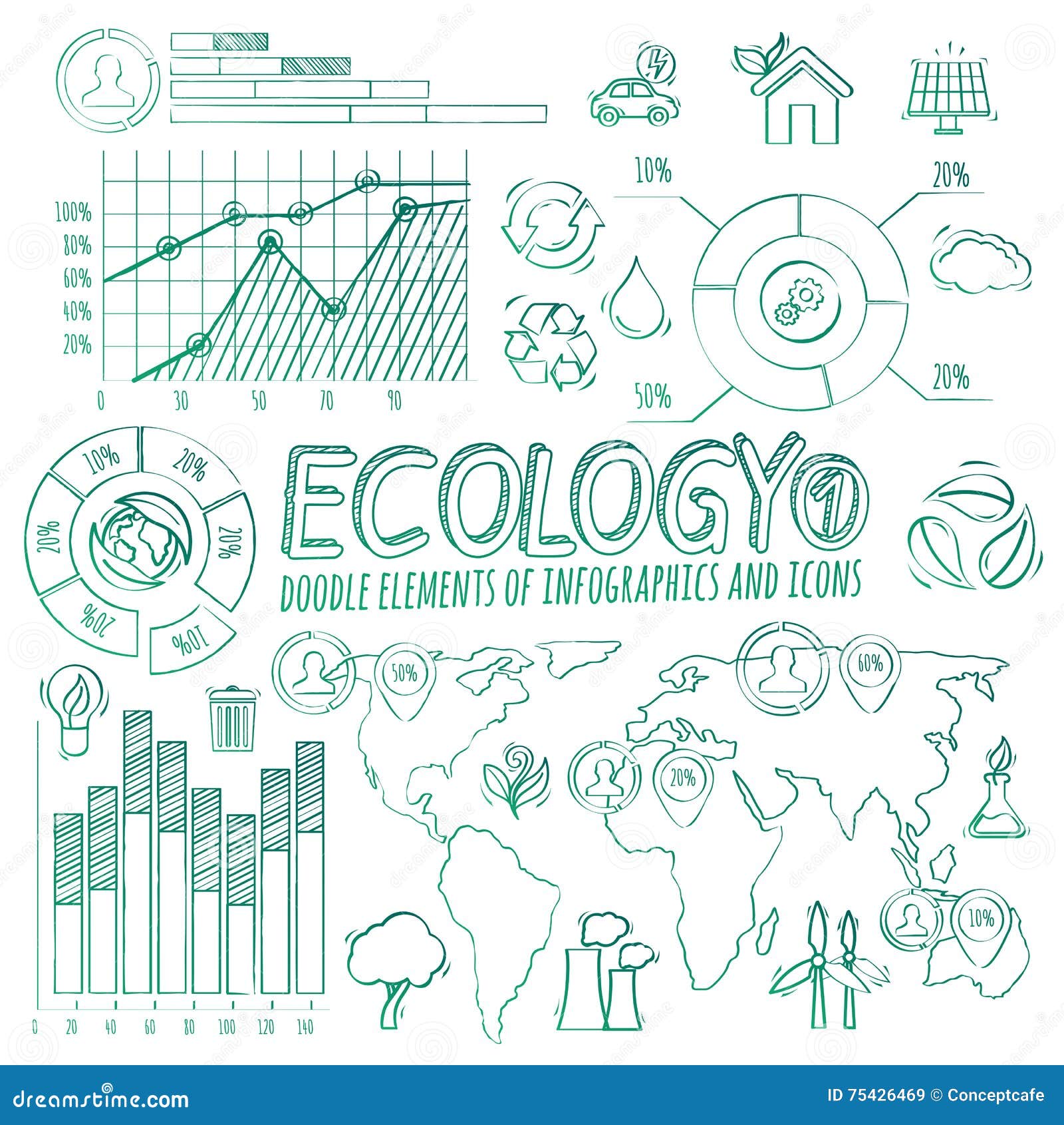 Ecology Doodle Infographic Elements Stock Vector - Illustration of ...