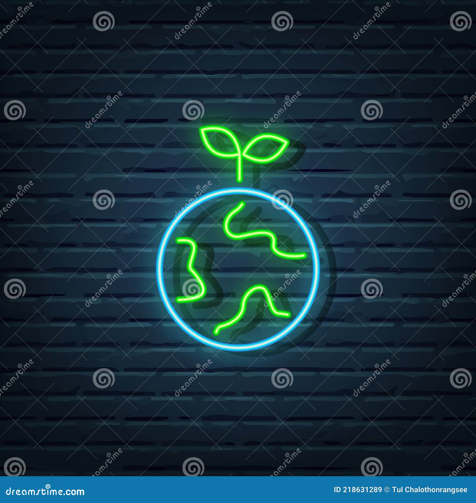Ecology Earth Neon Sign stock illustration. Illustration of global ...