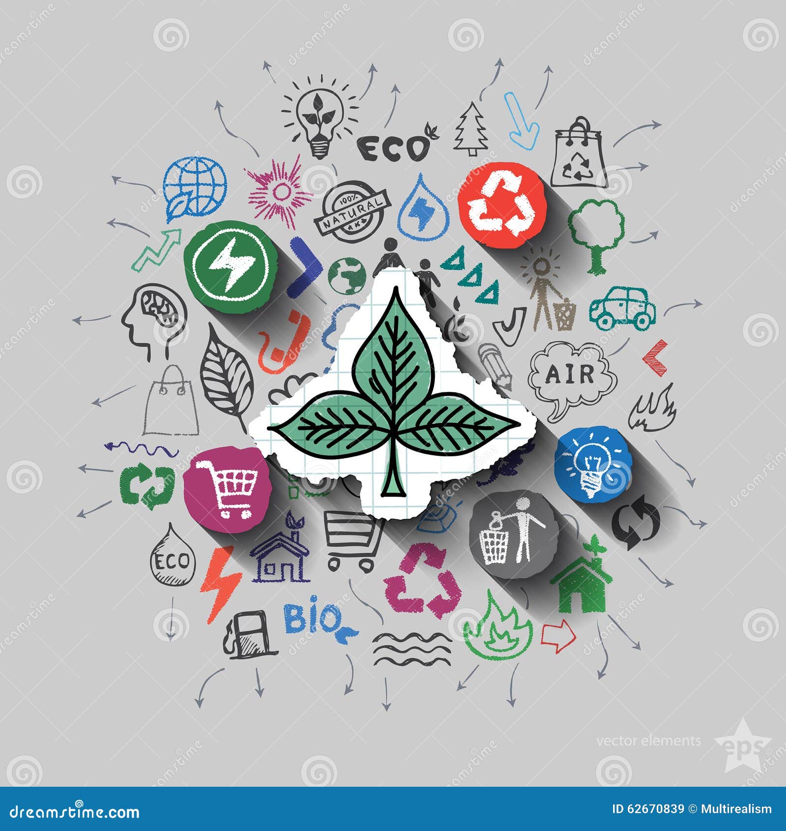 Ecology Emblem. Environment Collage with Icons Background Stock ...