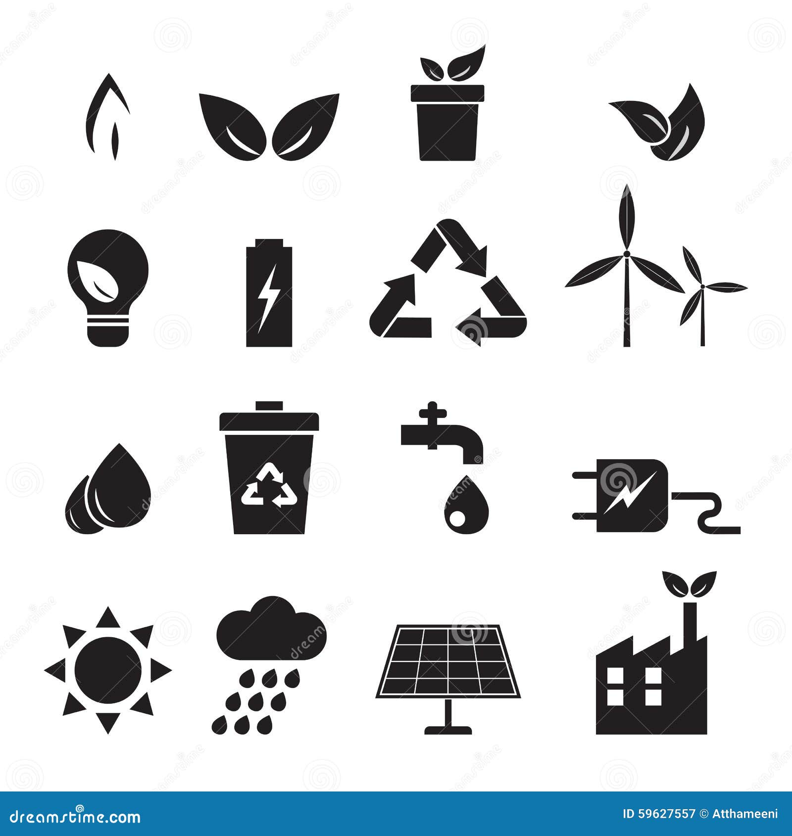 Ecology, Energy, Environment Icons Set Stock Illustration ...